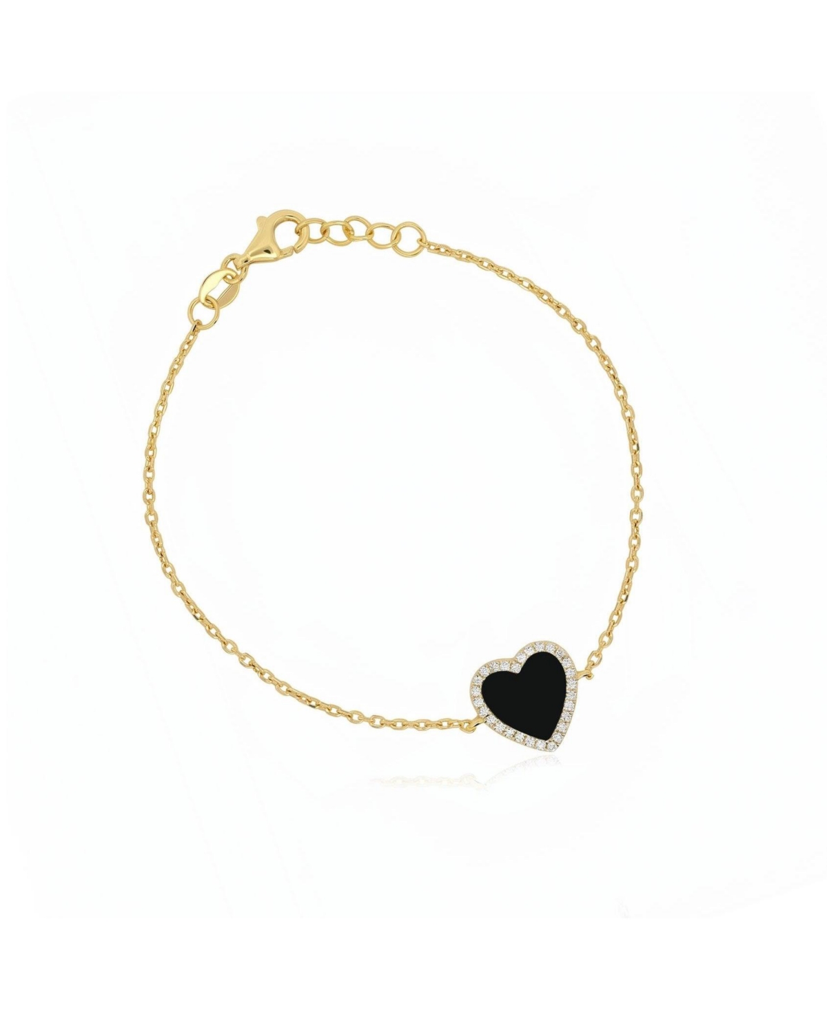 Click here for The Lovery Large Onyx Cz Halo Single Heart Bracele... prices