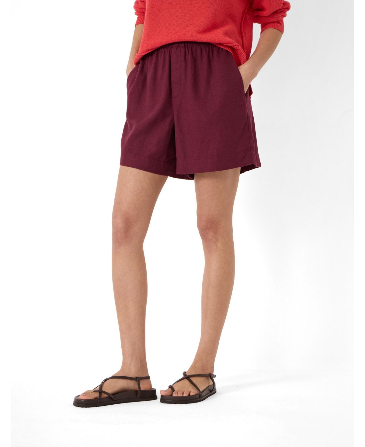 Click here for Hush Womens Luce Linen Blend Pull On Shorts - Maro... prices