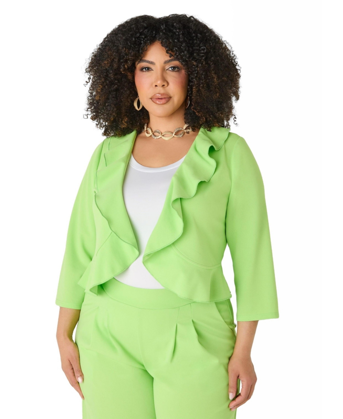 Click here for Ashley Stewart Womens Plus Size Open Front Ruffled... prices