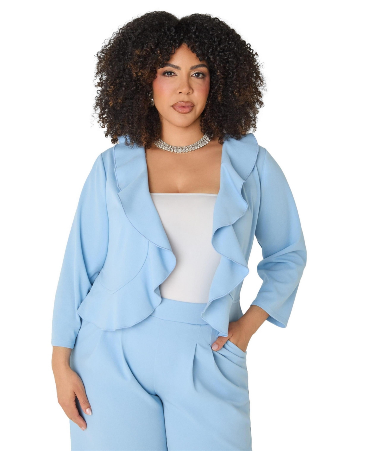 Click here for Ashley Stewart Womens Plus Size Open Front Ruffled... prices