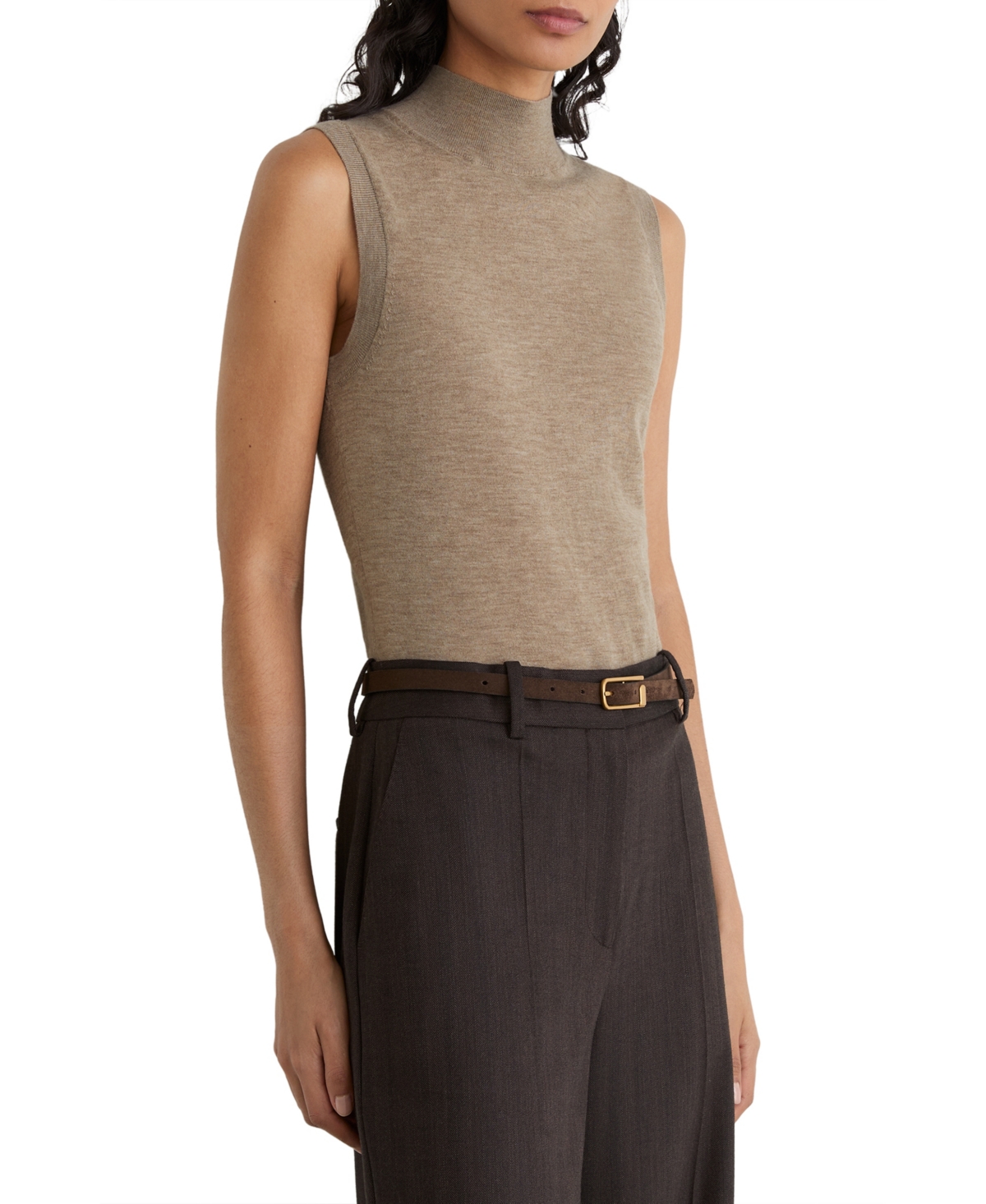Click here for Reiss Womens Evelyn Merino Funnel-Neck Top - Neutr... prices