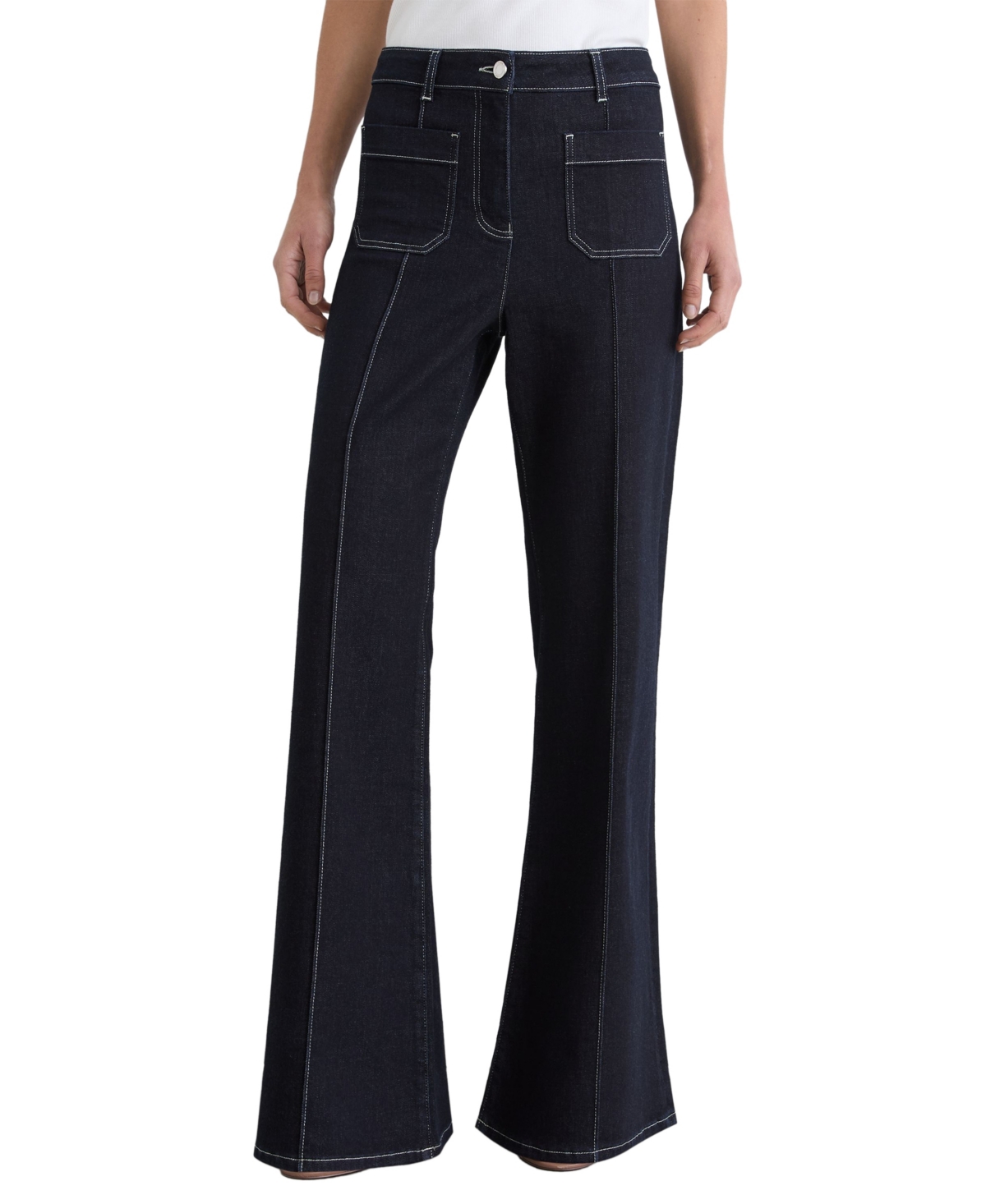 Click here for Reiss Petite Sakura Patch-Pocket Flared Jeans - In... prices