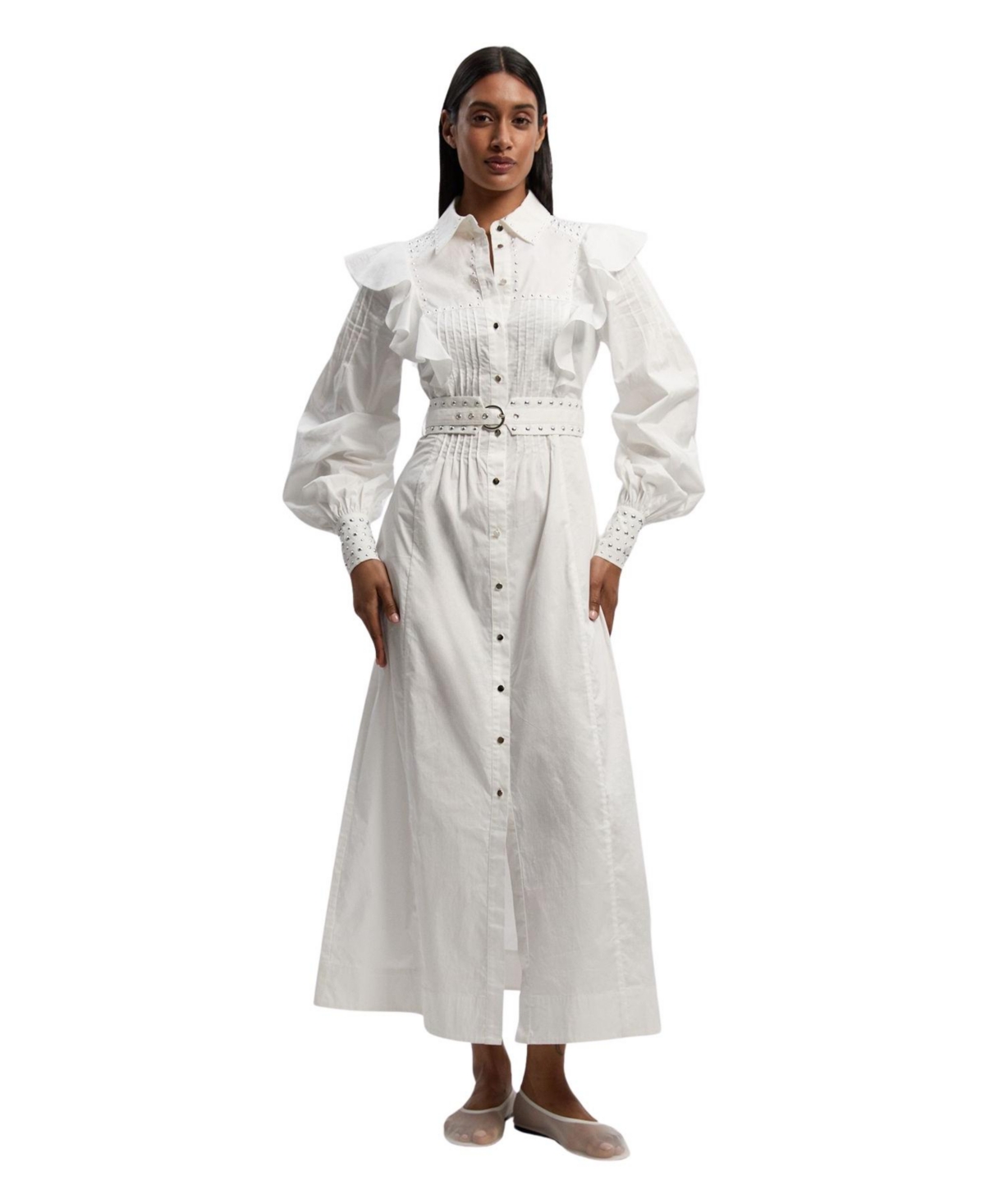 Click here for Karen Millen Womens Cotton Studded Maxi Shirt Dres... prices