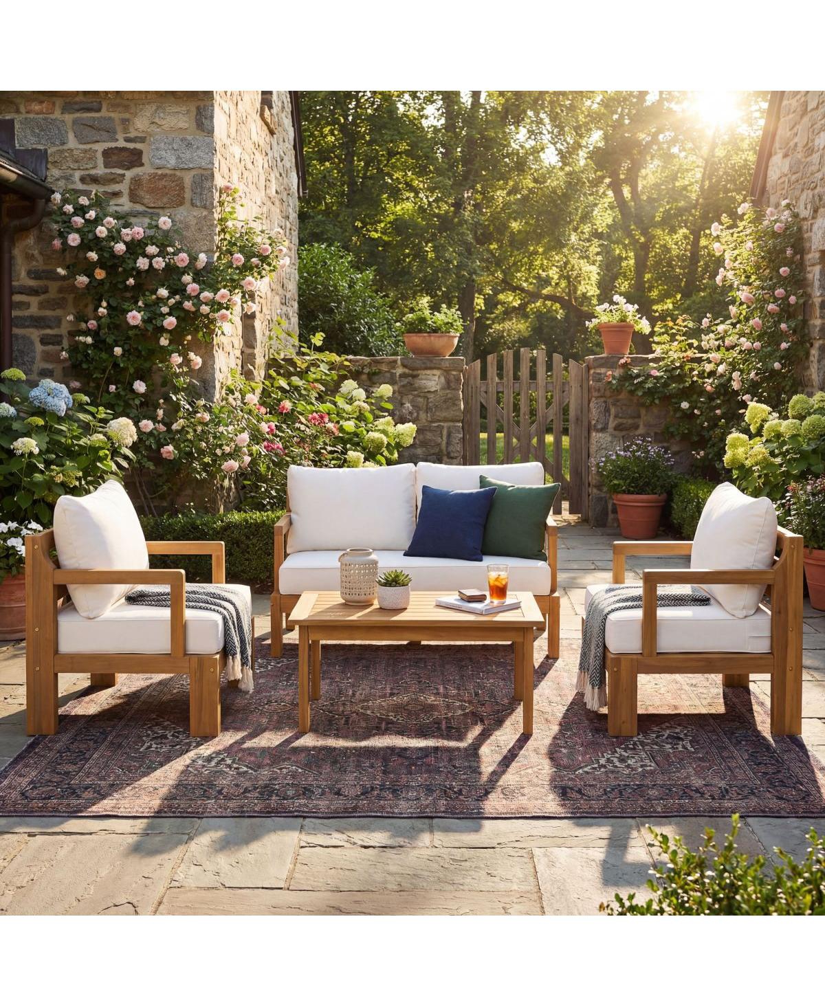 Click here for Streamdale Furniture Outdoor 4piece Acacia Wood Pa... prices