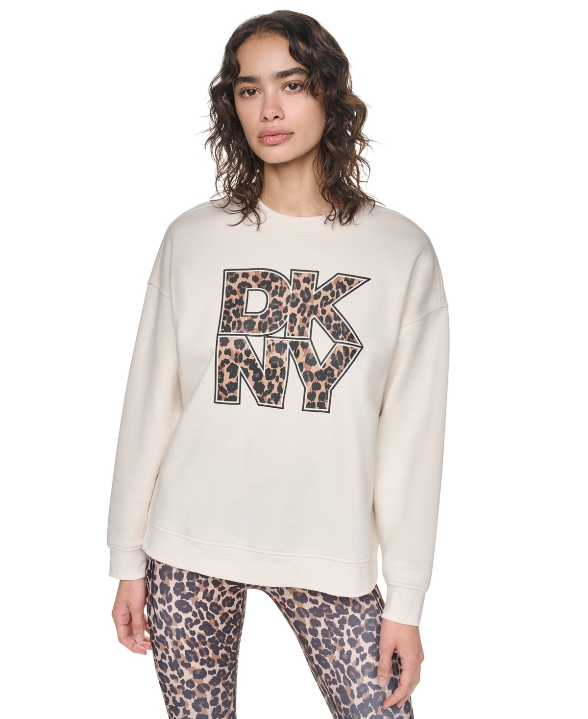 Click here for Dkny Sport Womens Stacked Puff Outline Crewneck Sw... prices