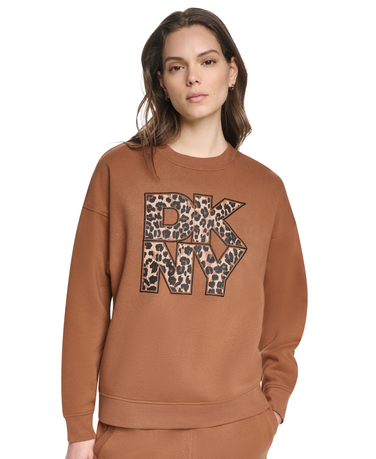 Click here for Dkny Sport Womens Stacked Puff Outline Crewneck Sw... prices