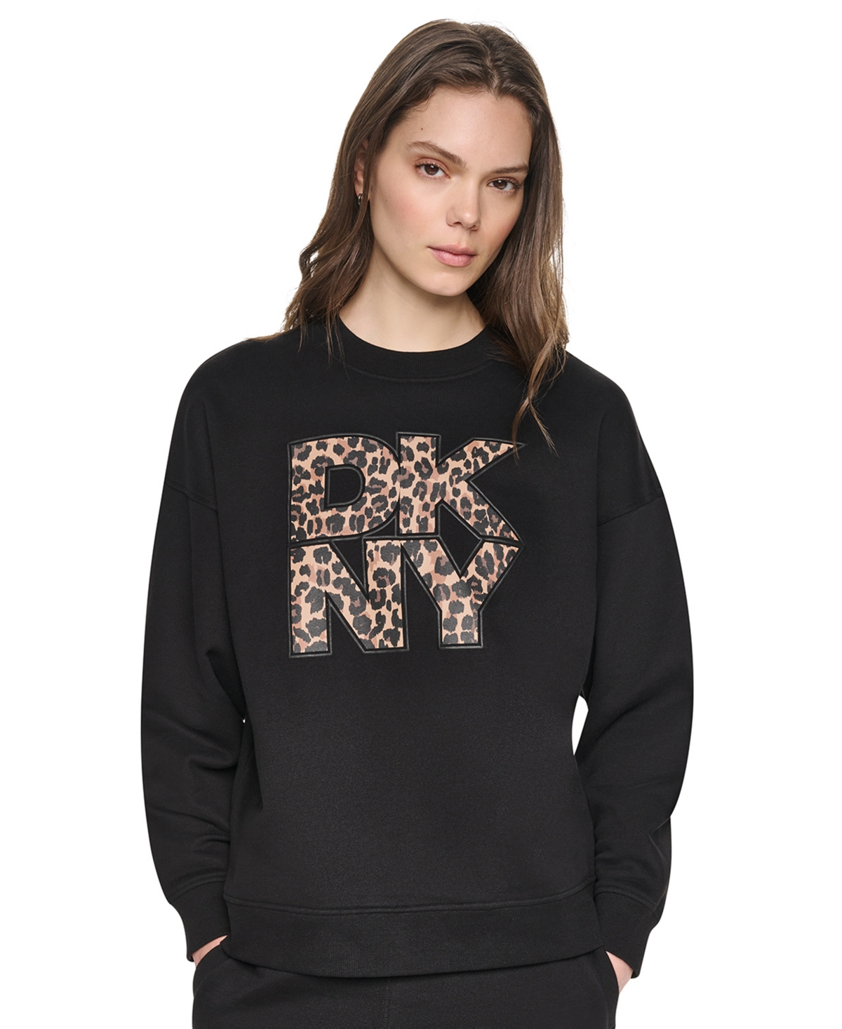 Click here for Dkny Sport Womens Stacked Puff Outline Crewneck Sw... prices