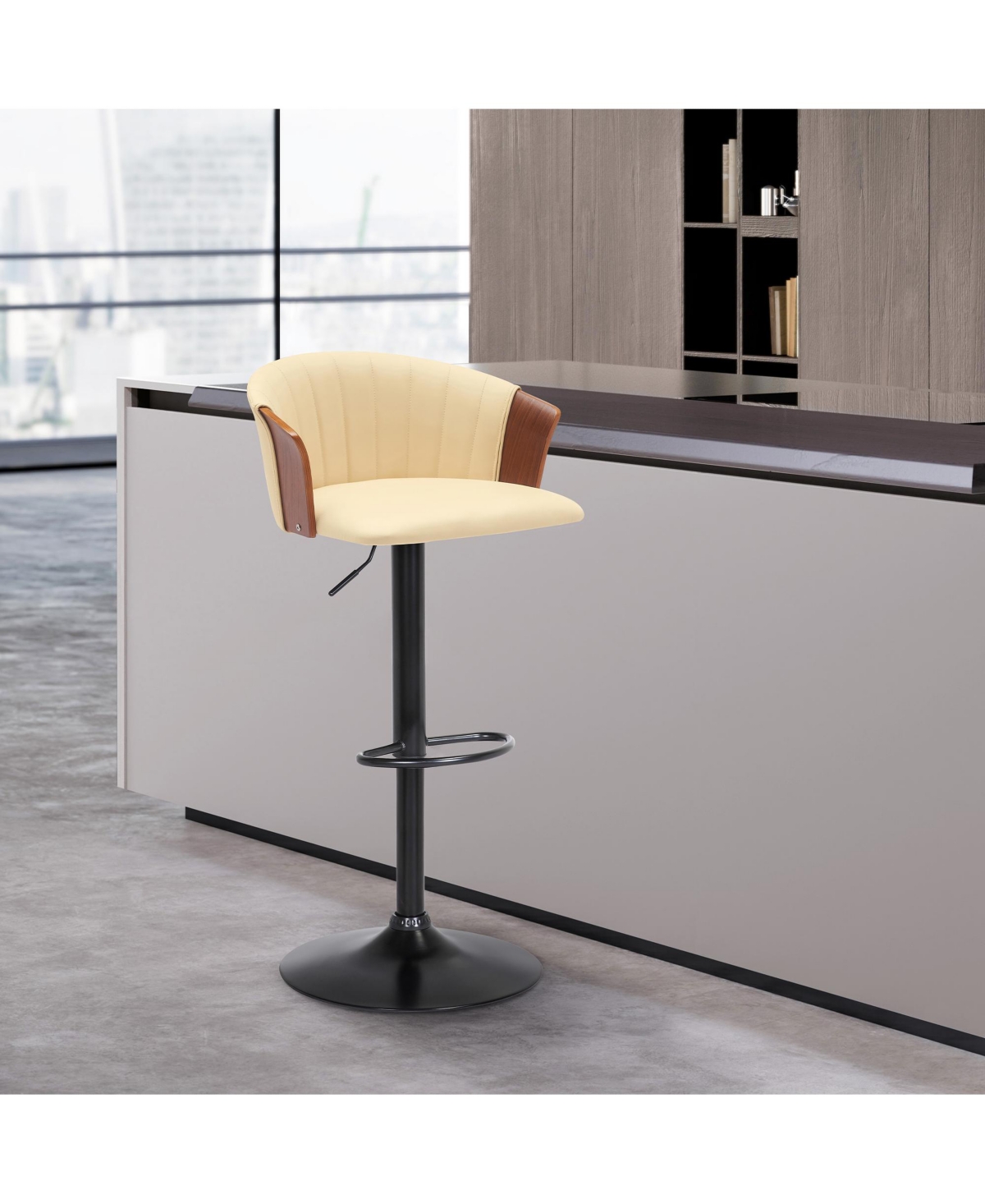 Click here for Clihome Leather Adjustable Bar Stool with Wood Arm... prices