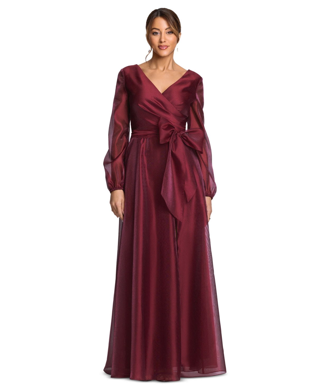 Click here for Xscape Womens Metallic Organza Long Sleeve Bow Gow... prices