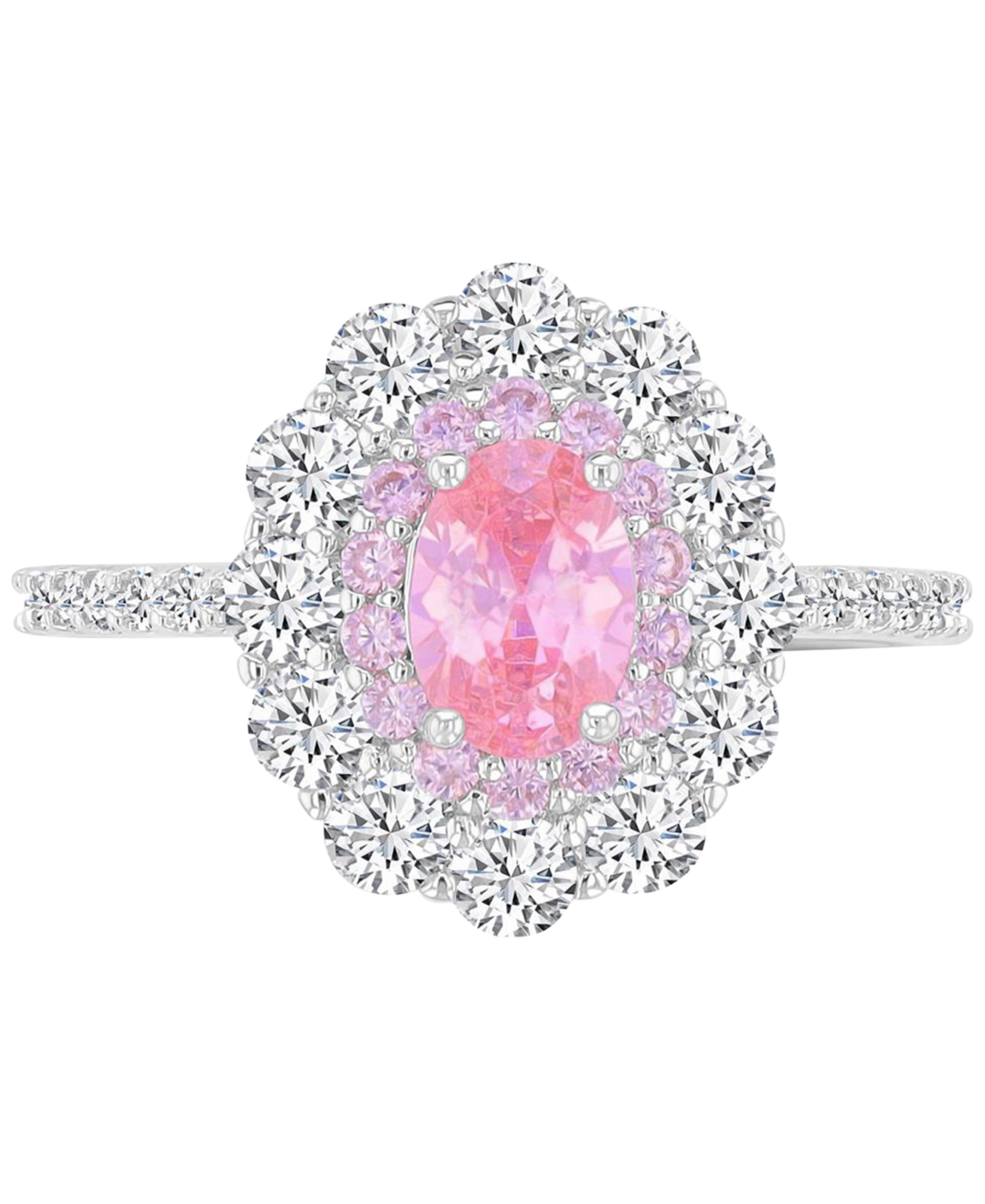 Click here for Macys Oval Pink Crystal Bridal Ring - Silver prices