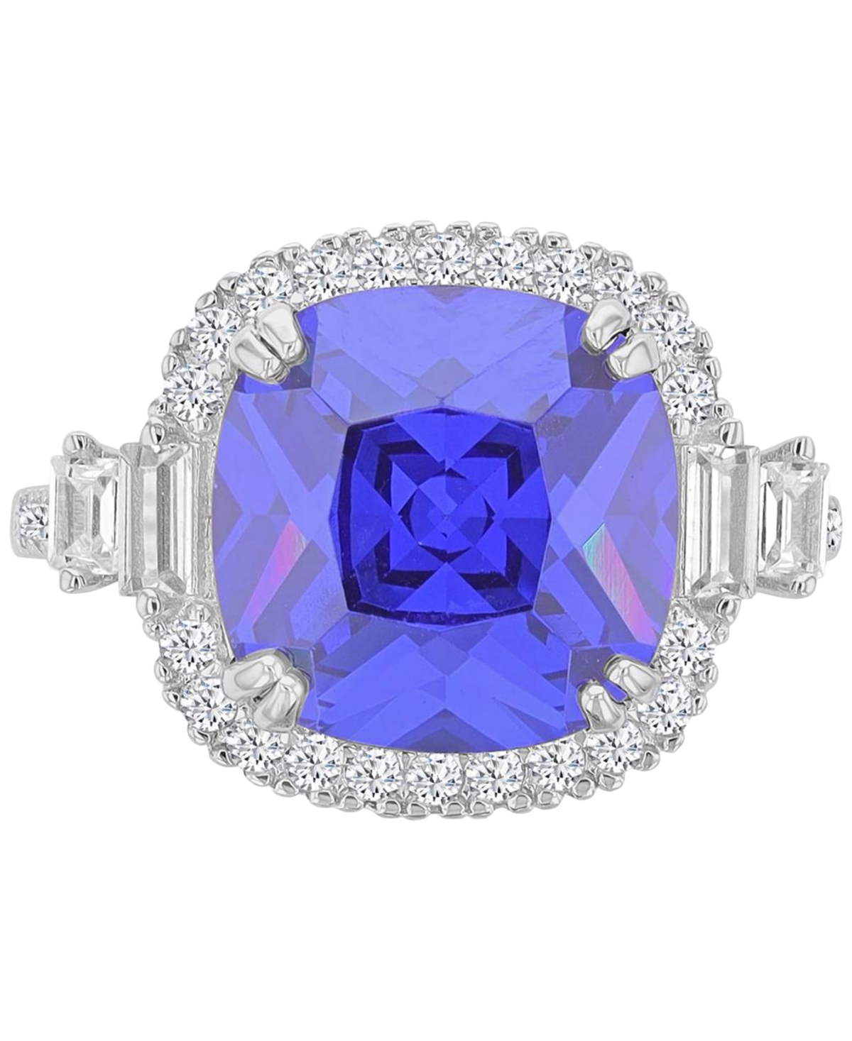 Click here for Macys Silver-Plated Tanzanite Cushion Bridal Ring... prices