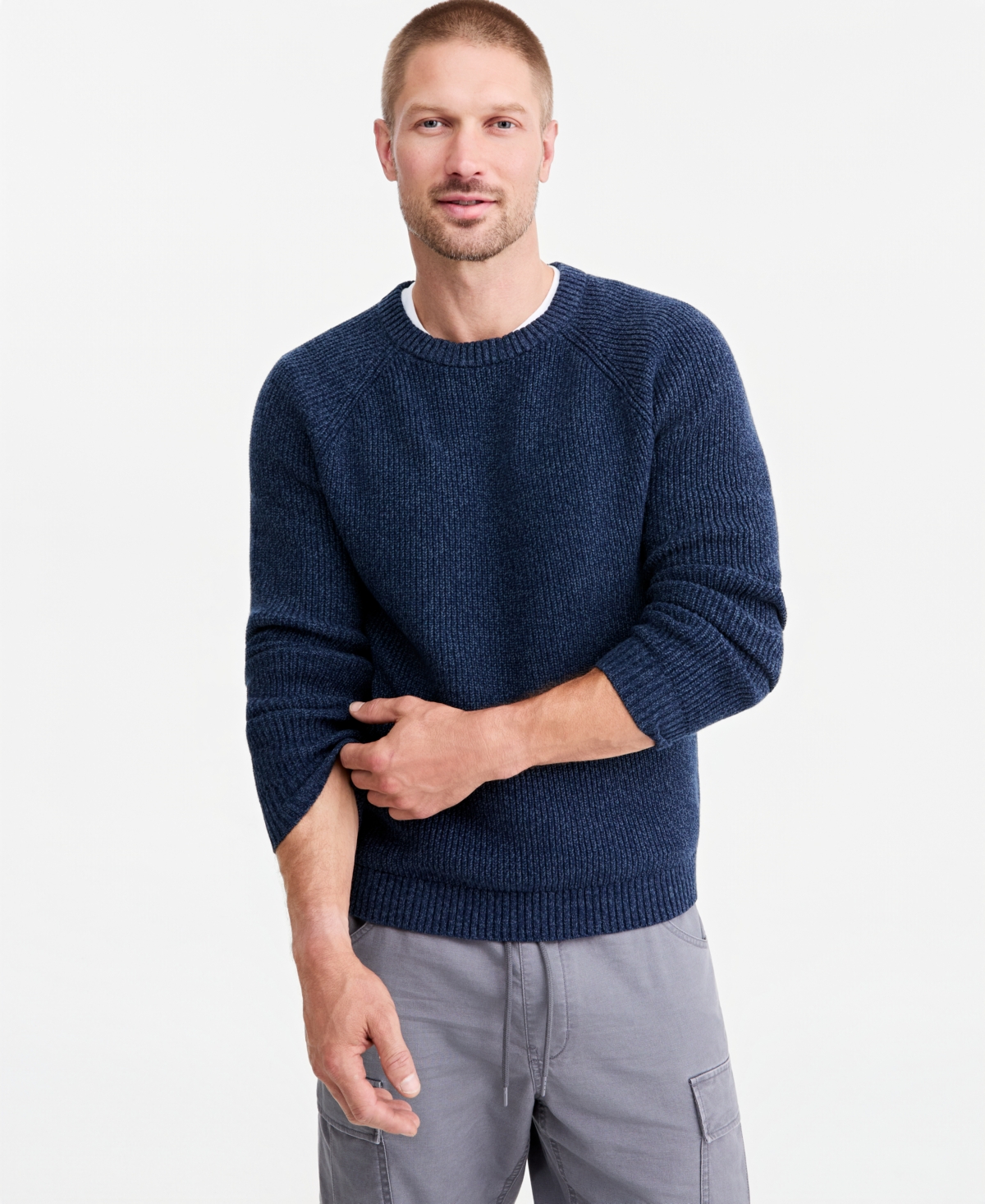 Click here for Sun + Stone Mens Luke Marled Raglan-Sleeve Crewnec... prices