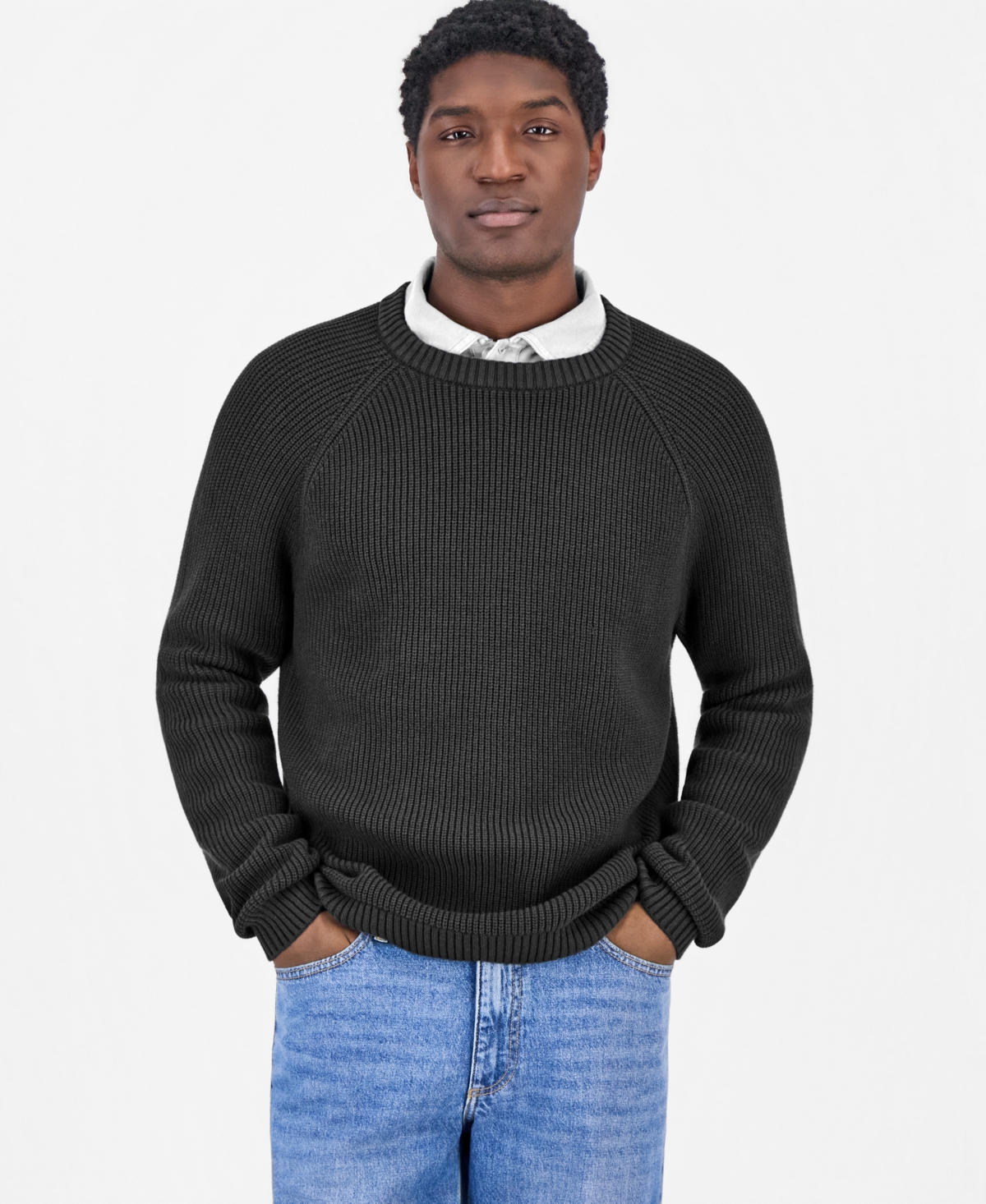 Click here for Sun + Stone Mens Luke Marled Raglan-Sleeve Crewnec... prices