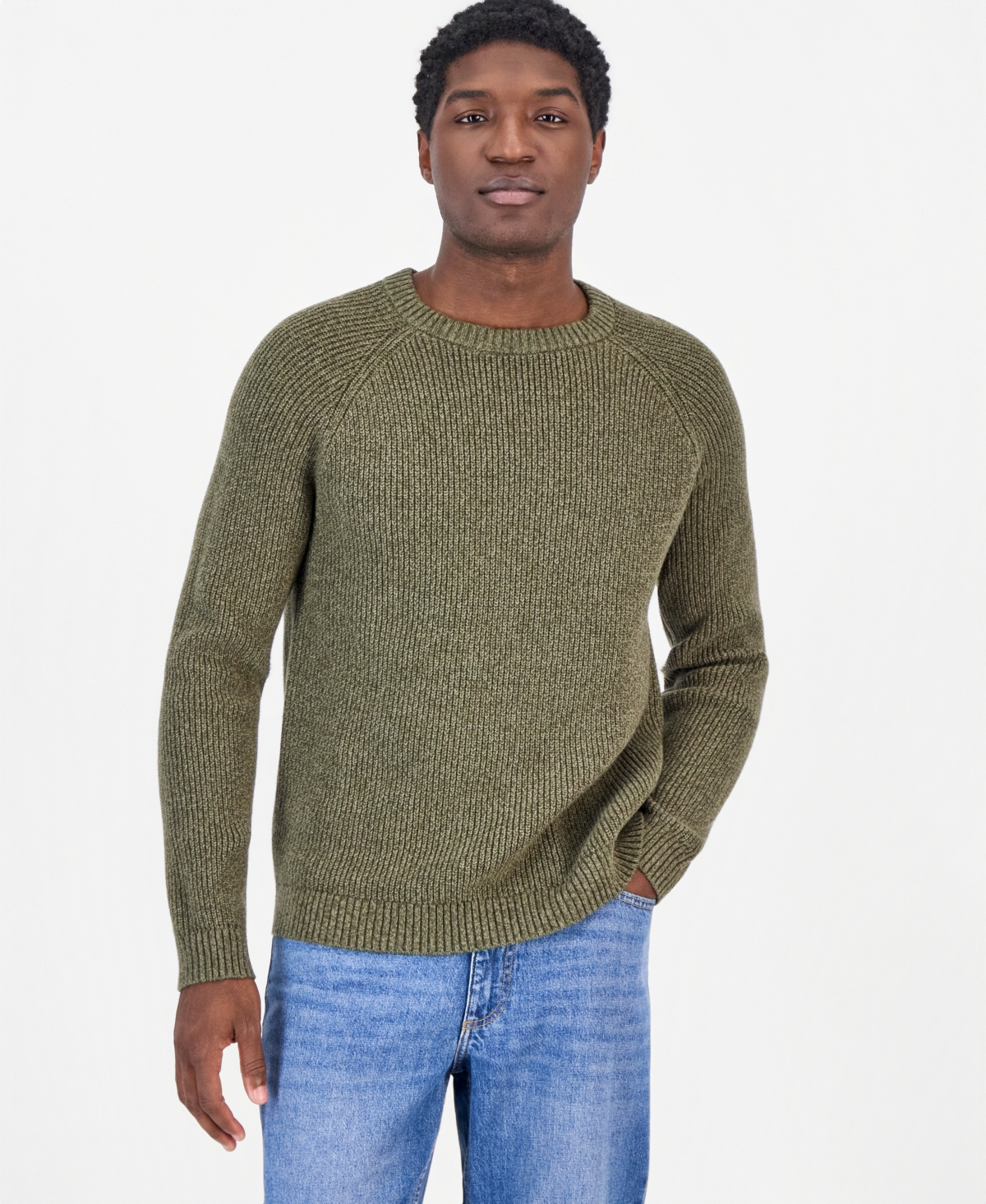 Click here for Sun + Stone Mens Luke Marled Raglan-Sleeve Crewnec... prices