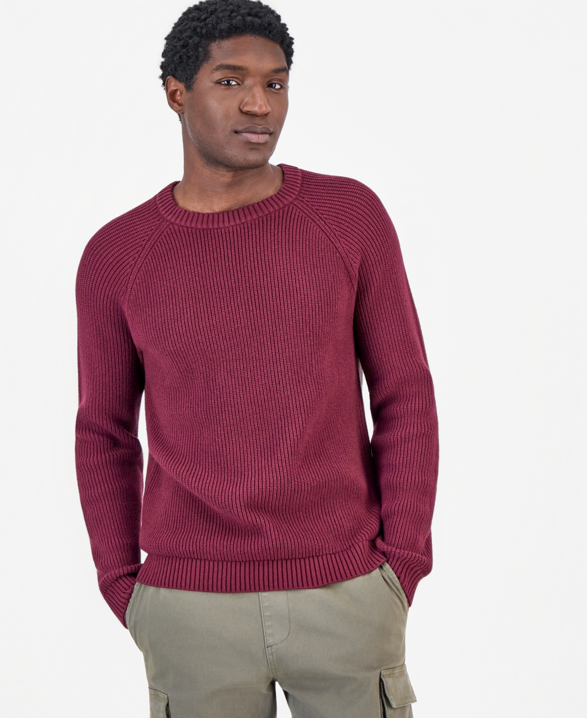 Click here for Sun + Stone Mens Luke Marled Raglan-Sleeve Crewnec... prices