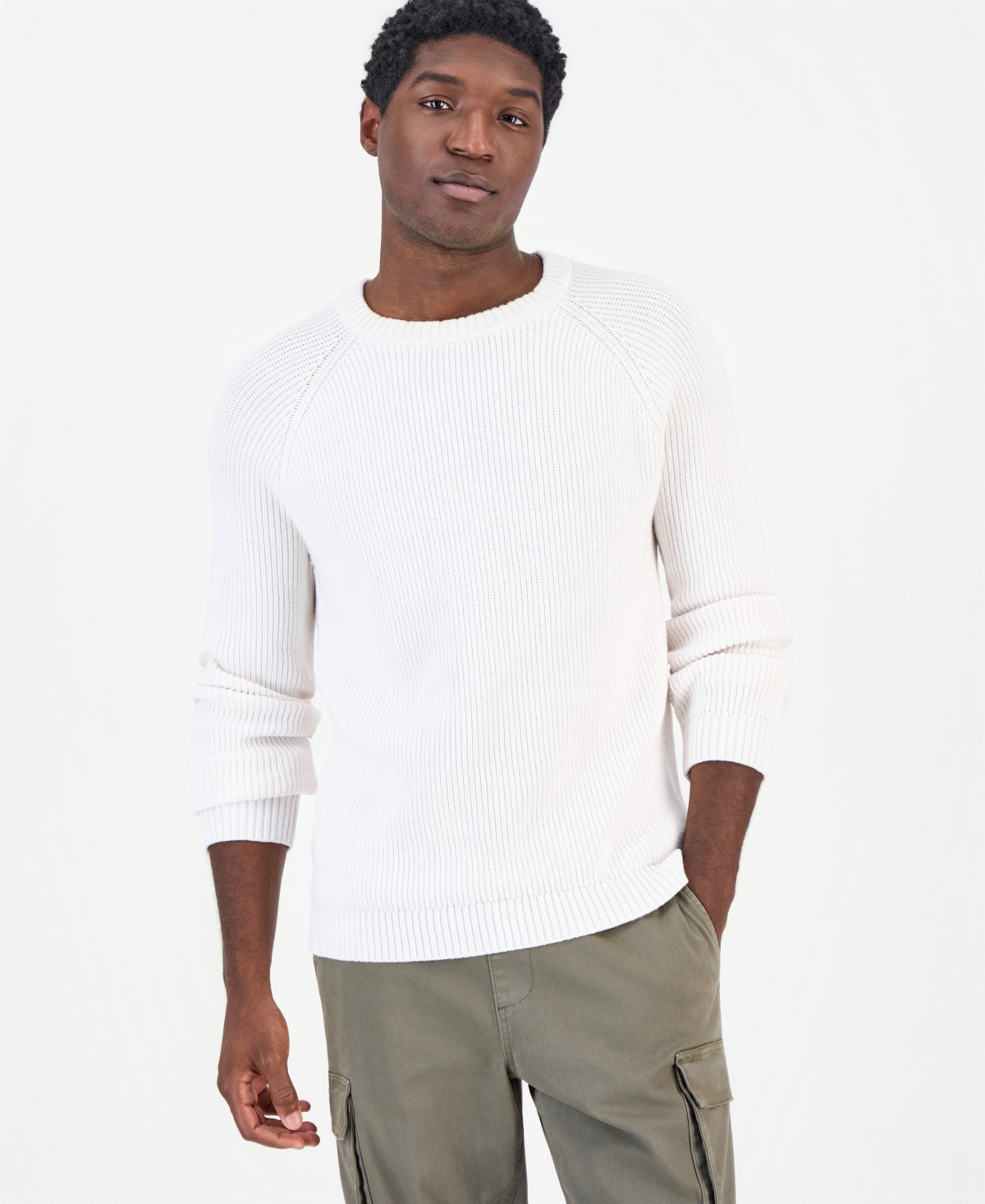 Click here for Sun + Stone Mens Luke Marled Raglan-Sleeve Crewnec... prices