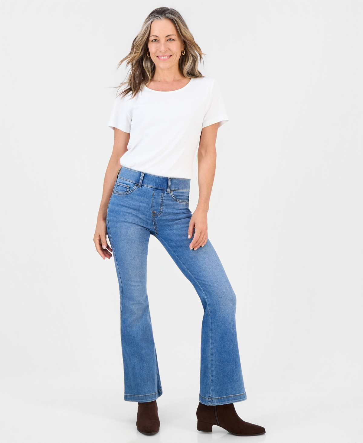 Click here for Womens Petite Pull-On High-Rise Bootcut Jeans  Cre... prices