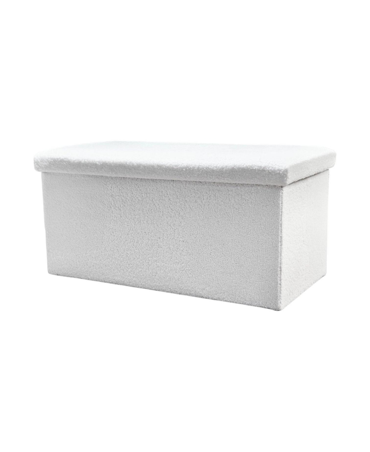 Click here for HomeRoots 30 Boucle Storage Ottoman - White prices