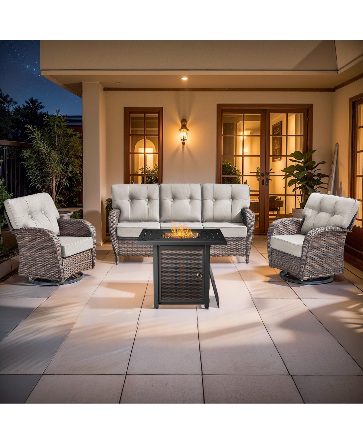 Click here for Pocassy All-weather Wicker 5 - Person Patio Conver... prices