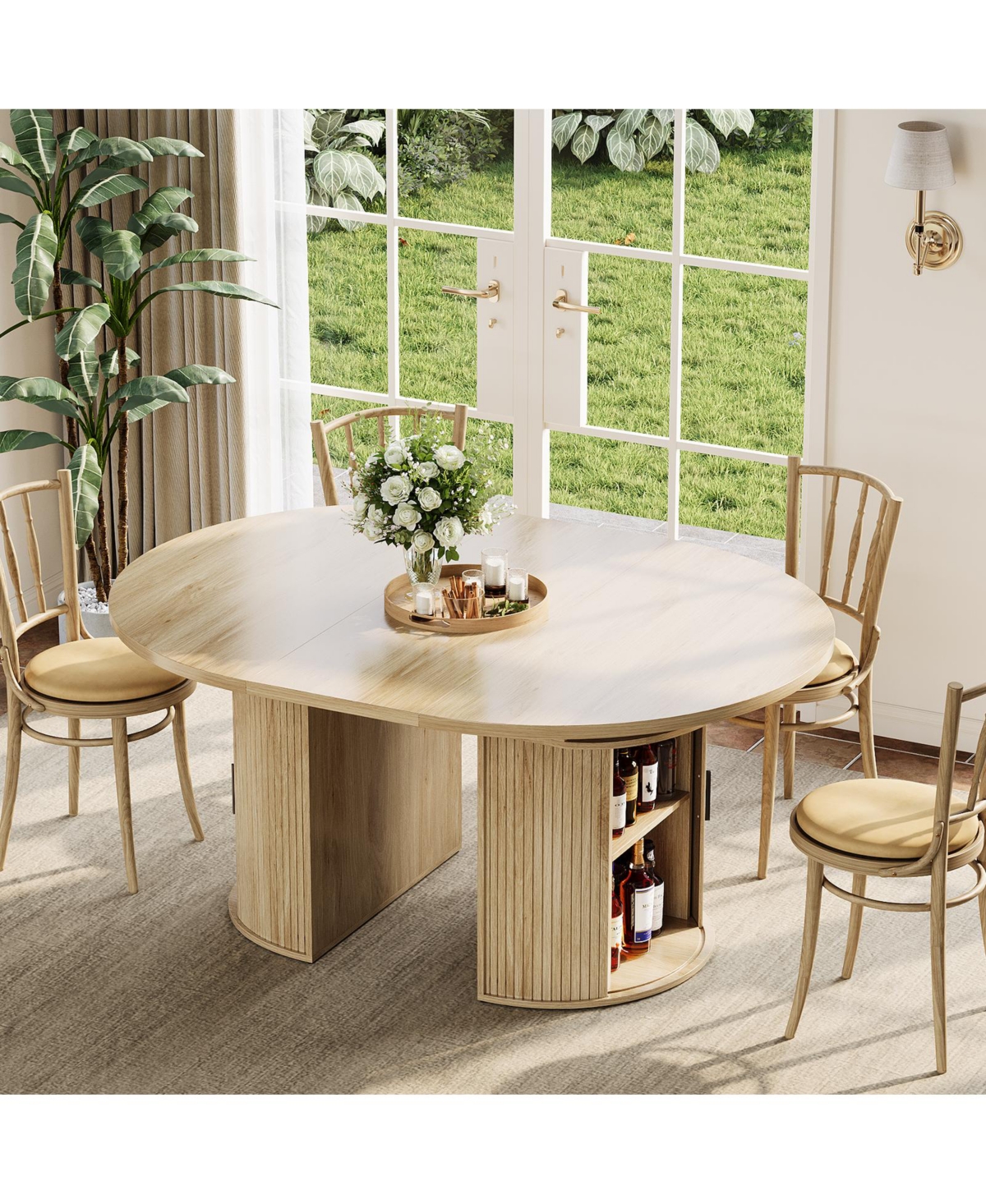 Click here for homfan Extendable Round Dining Table – Modern Farm... prices
