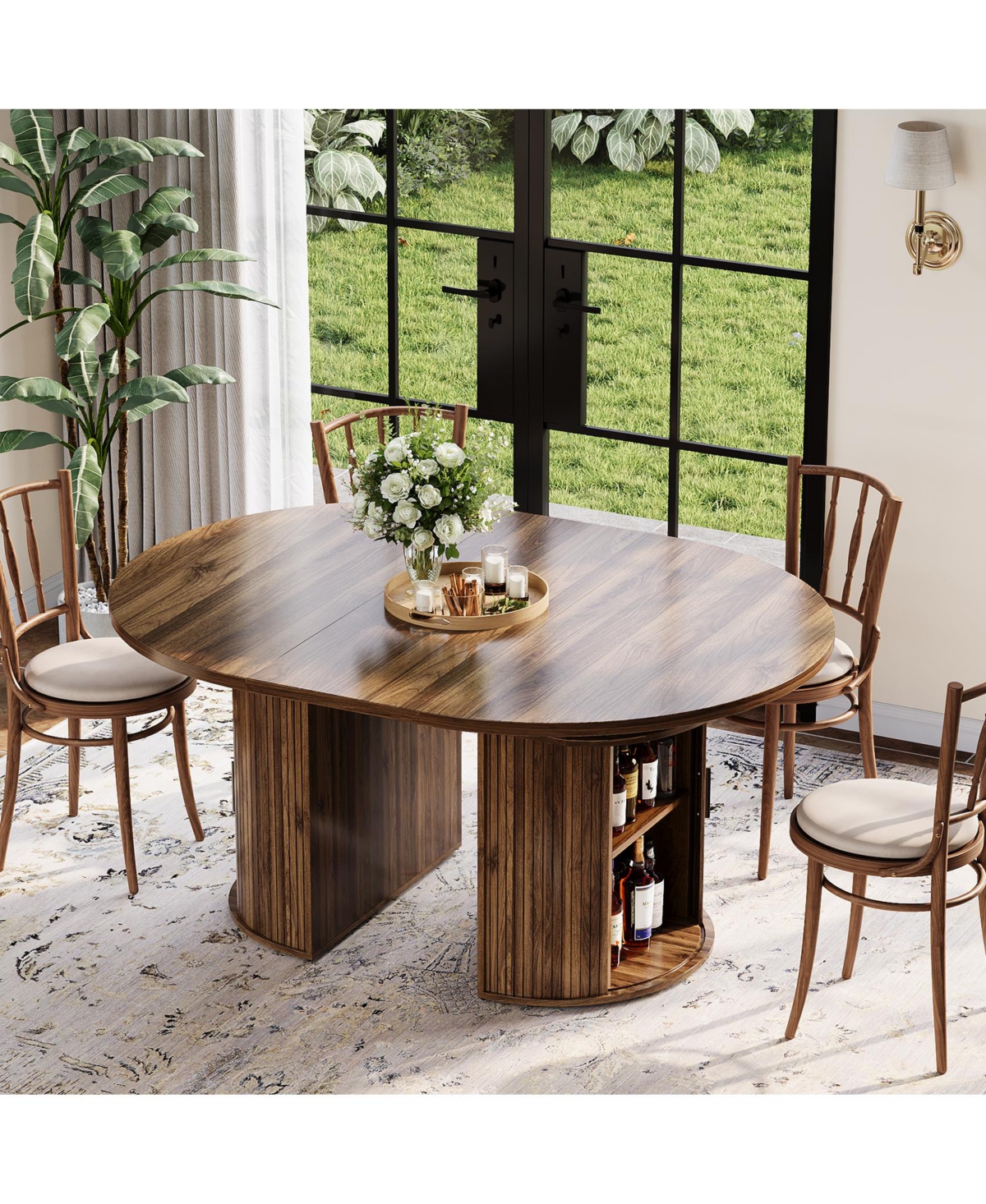 Click here for homfan Extendable Round Dining Table – Modern Farm... prices