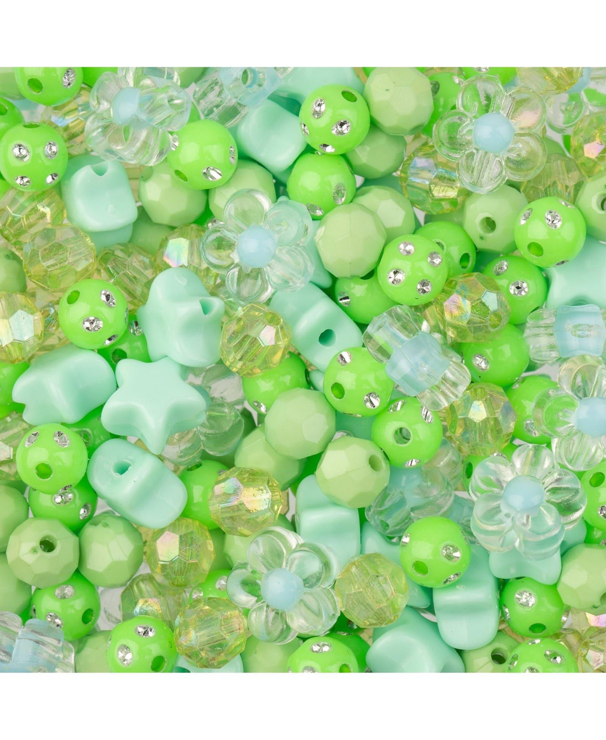 Click here for John Bead 8mm Star Mix Plastic Beads  70g - Green prices