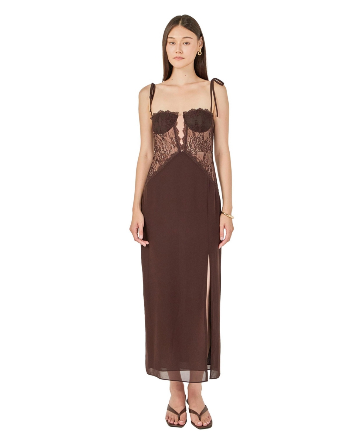 Click here for endless rose Womens Lace Corset Midi Dress - Choco... prices