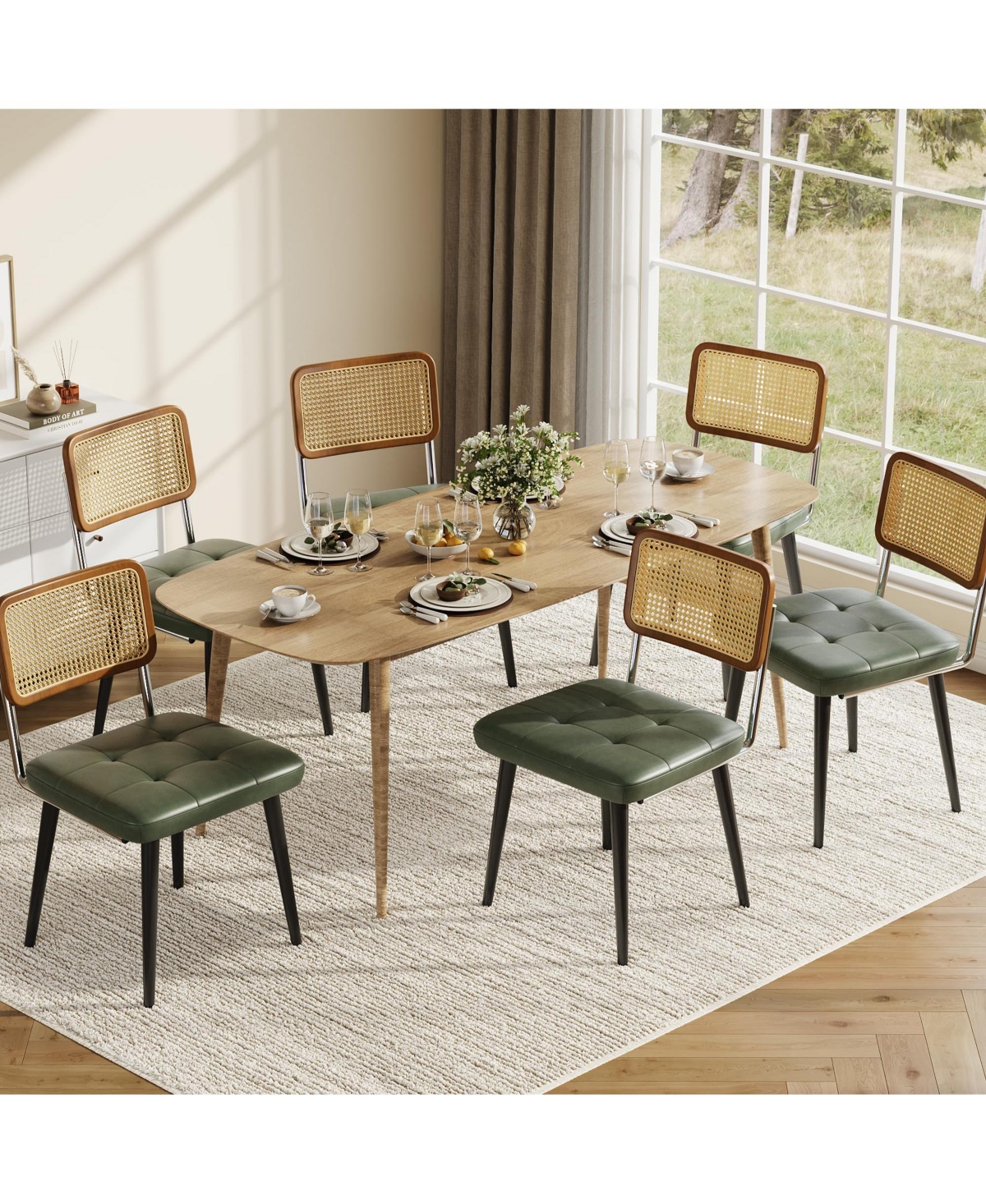 Click here for homfan Set of 6 Rattan Accent Side Dining Chairs... prices