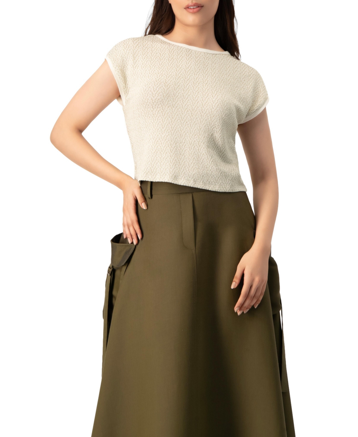Click here for Ivonne Womens Textured Cap Sleeve Boat Neck Knit C... prices