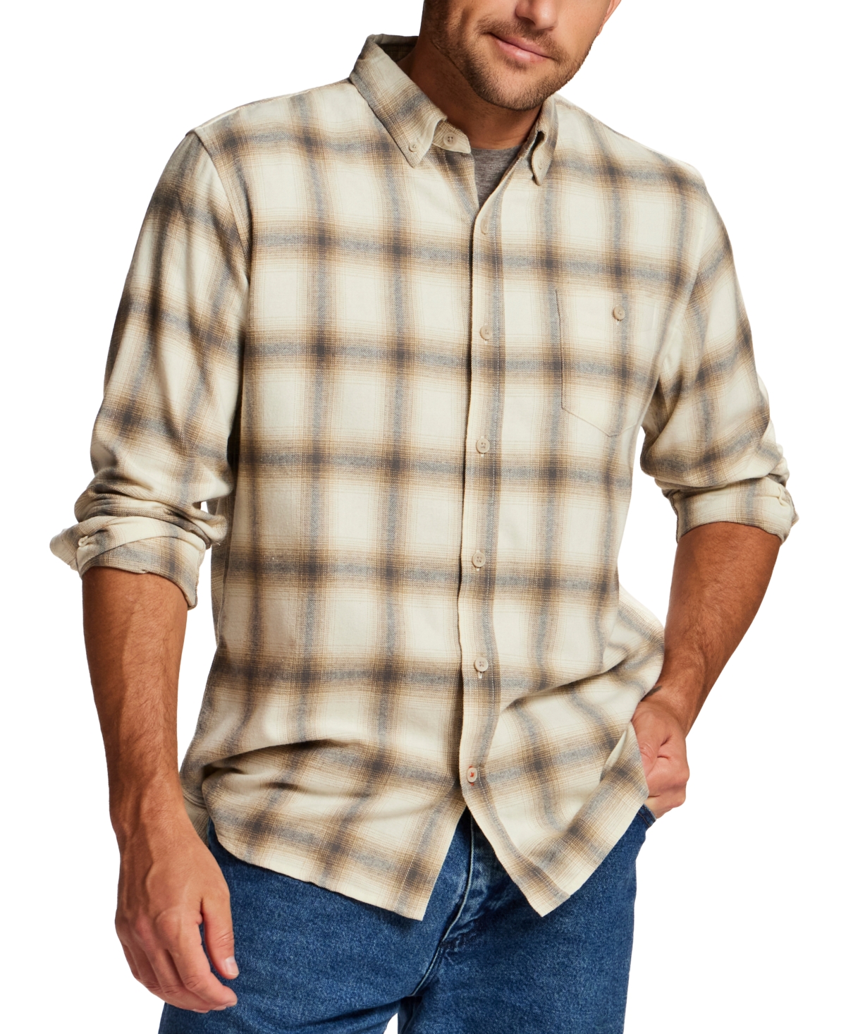 Click here for Weatherproof Vintage Mens Flannel Shirt - Cream prices