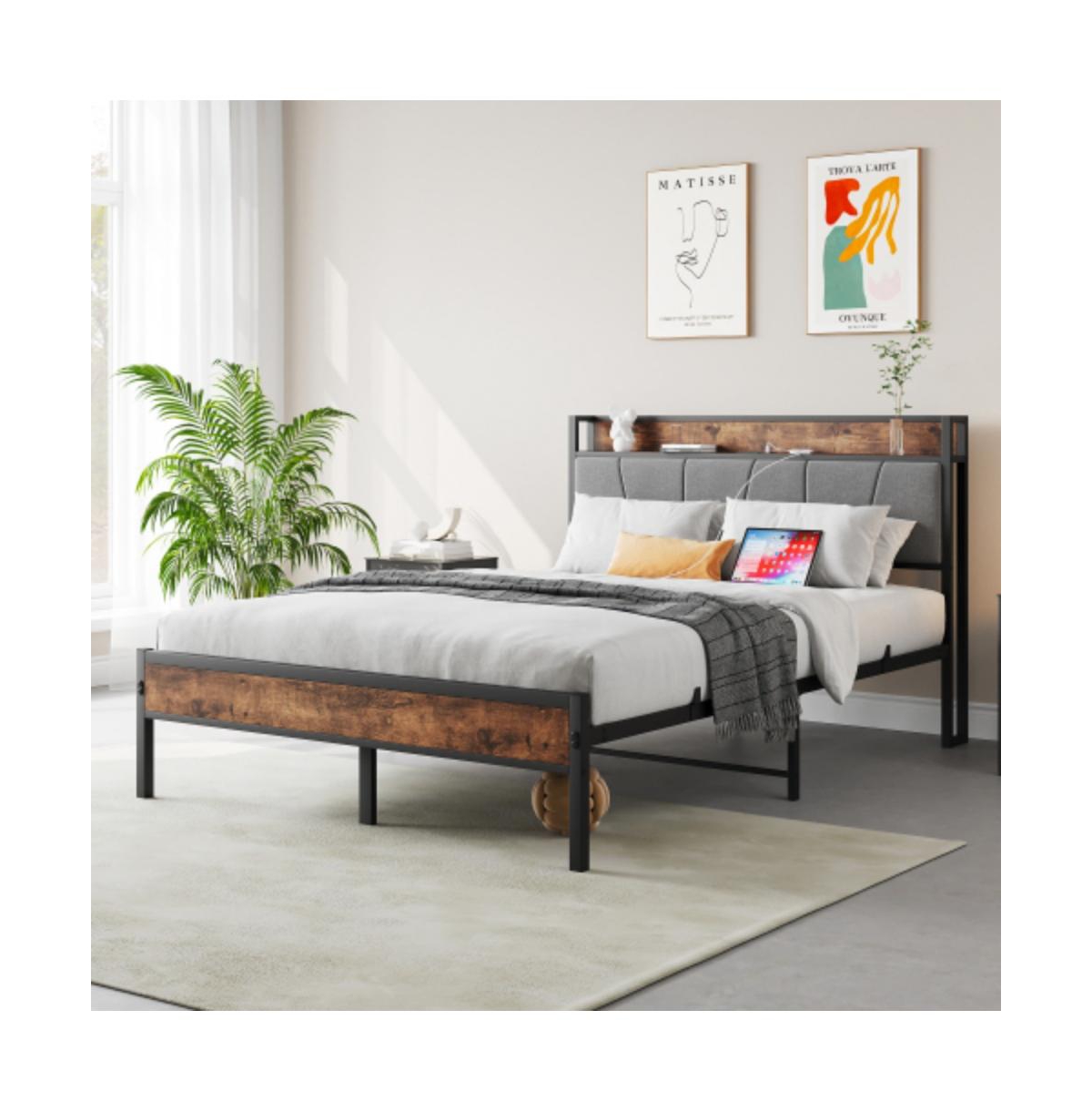 Click here for Lucky One Full Size Bed Frame with Storage Headboa... prices