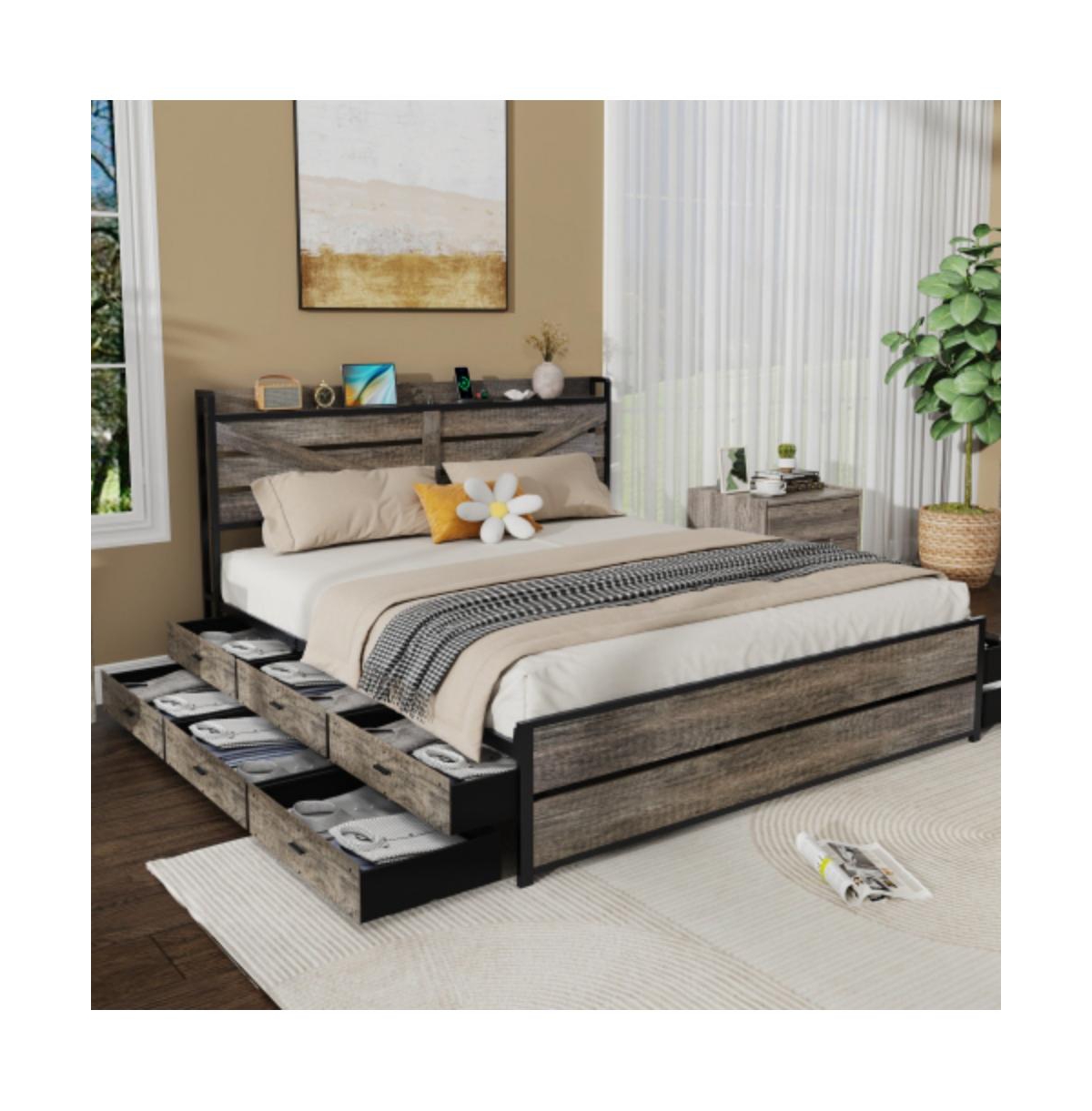 Click here for Lucky One King Size Bed Frame with Storage Headboa... prices
