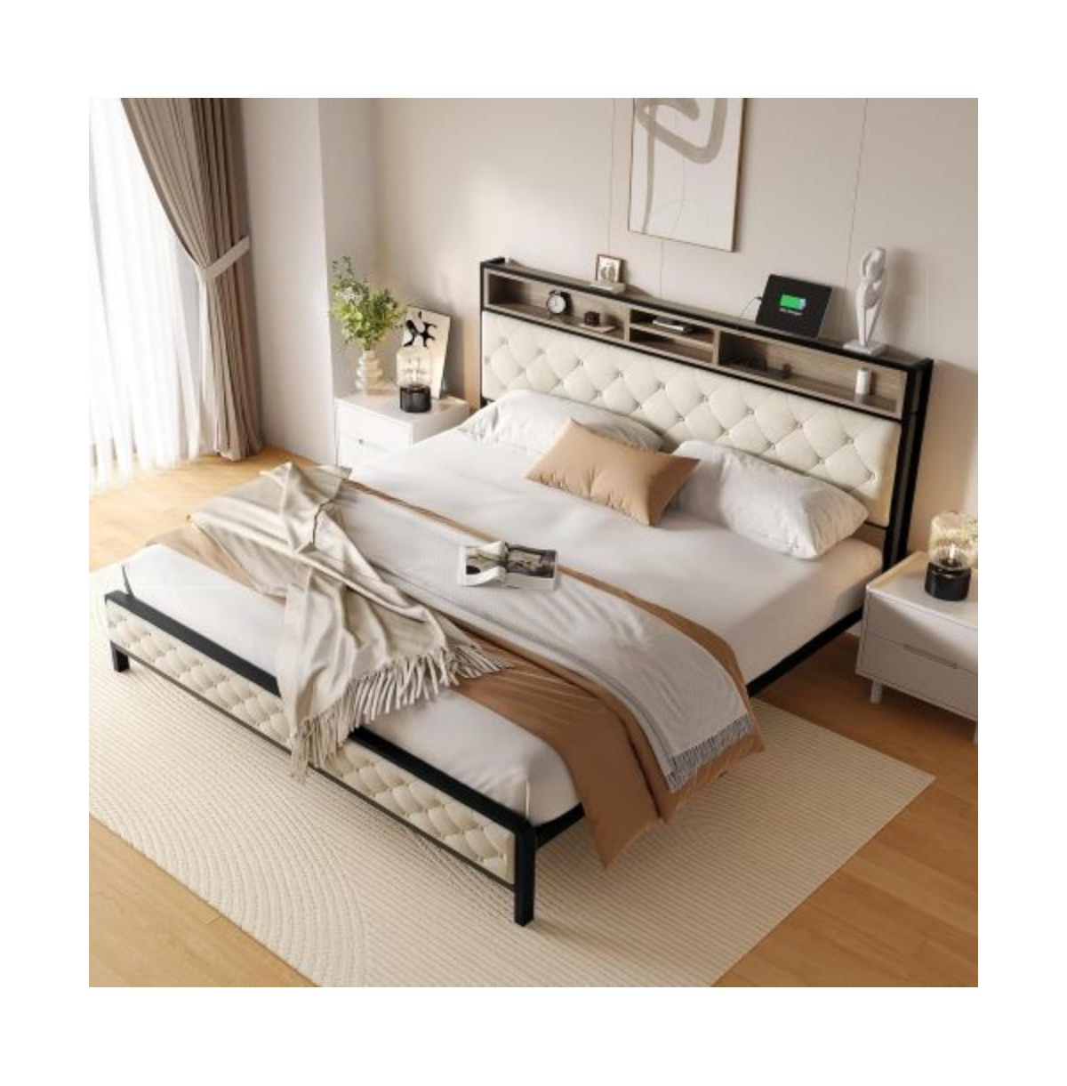 Click here for Lucky One King Size Platform Bed Frame with Chargi... prices