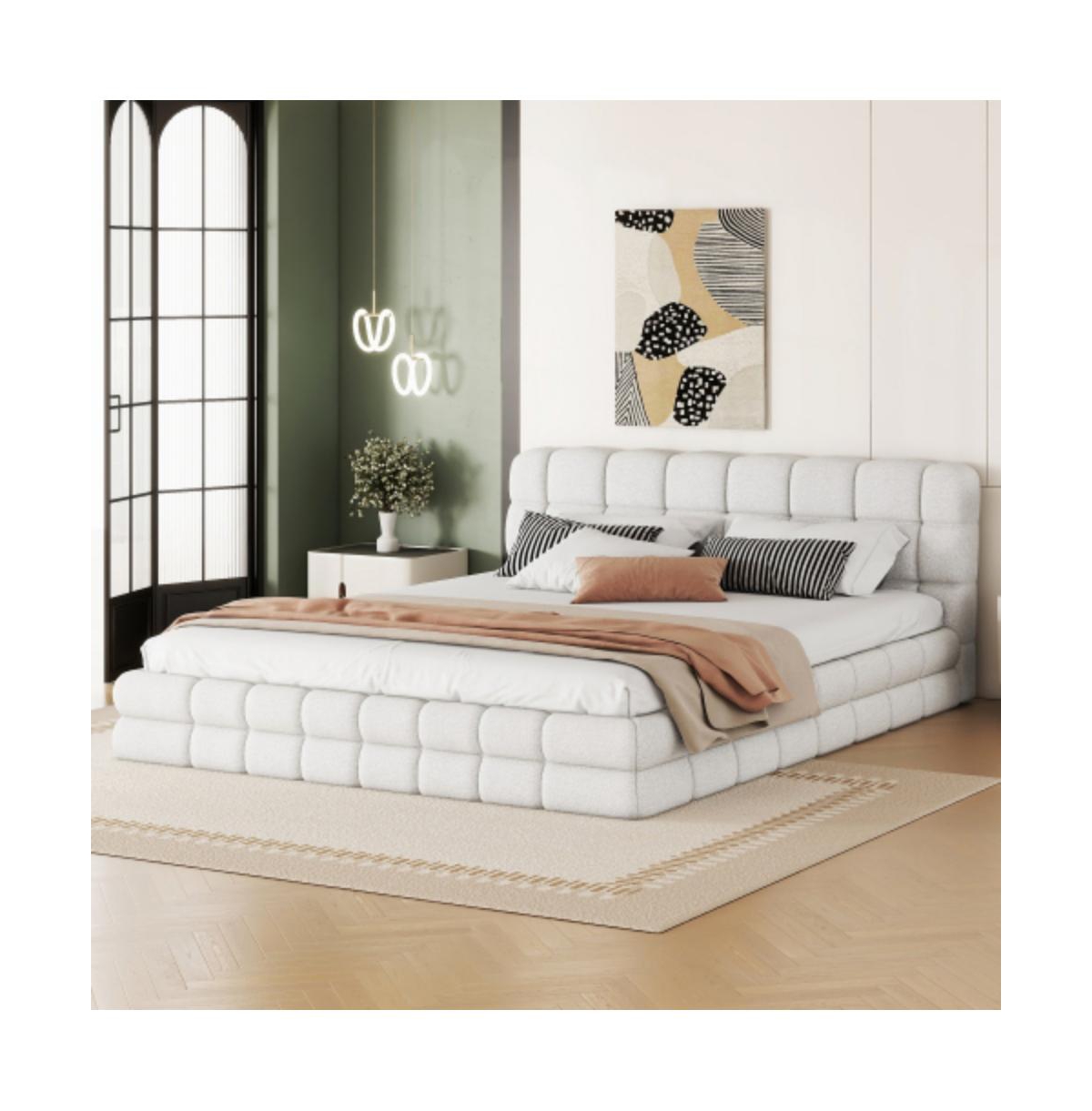 Click here for Lucky One Queen Size Upholstered Platform Bed with... prices