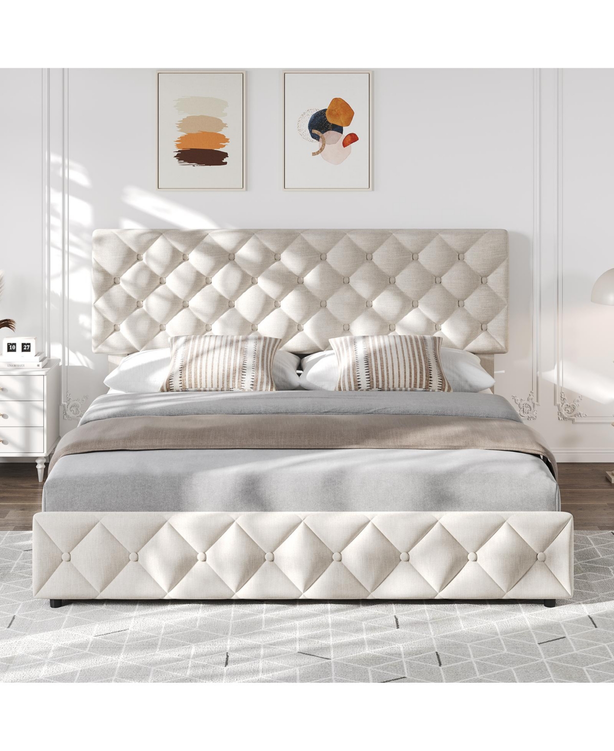 Click here for homfan Bed Frame with 4 Storage Drawers and Adjust... prices