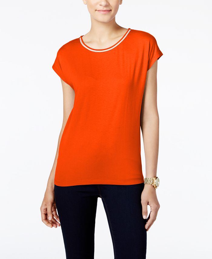 Michael Kors Chain-Trim T-Shirt - Macy's
