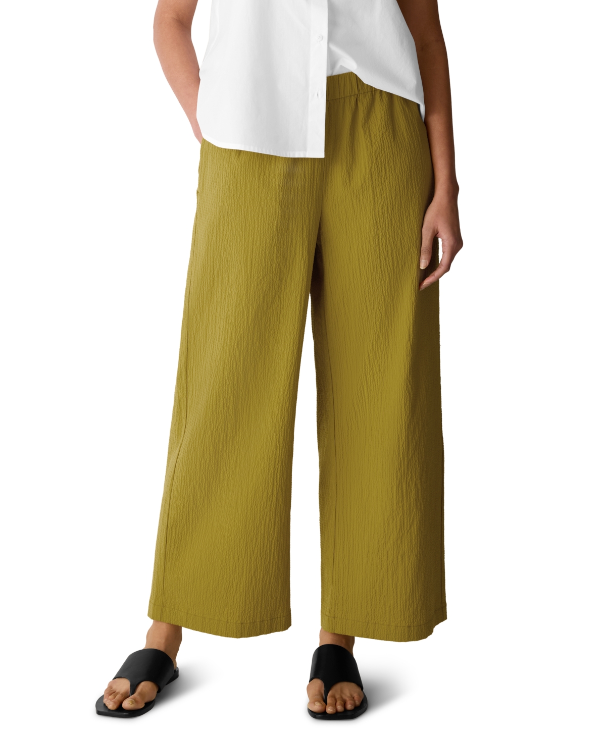 Click here for Eileen Fisher Petite Pucker Wide-Leg Pull-On Ankle... prices