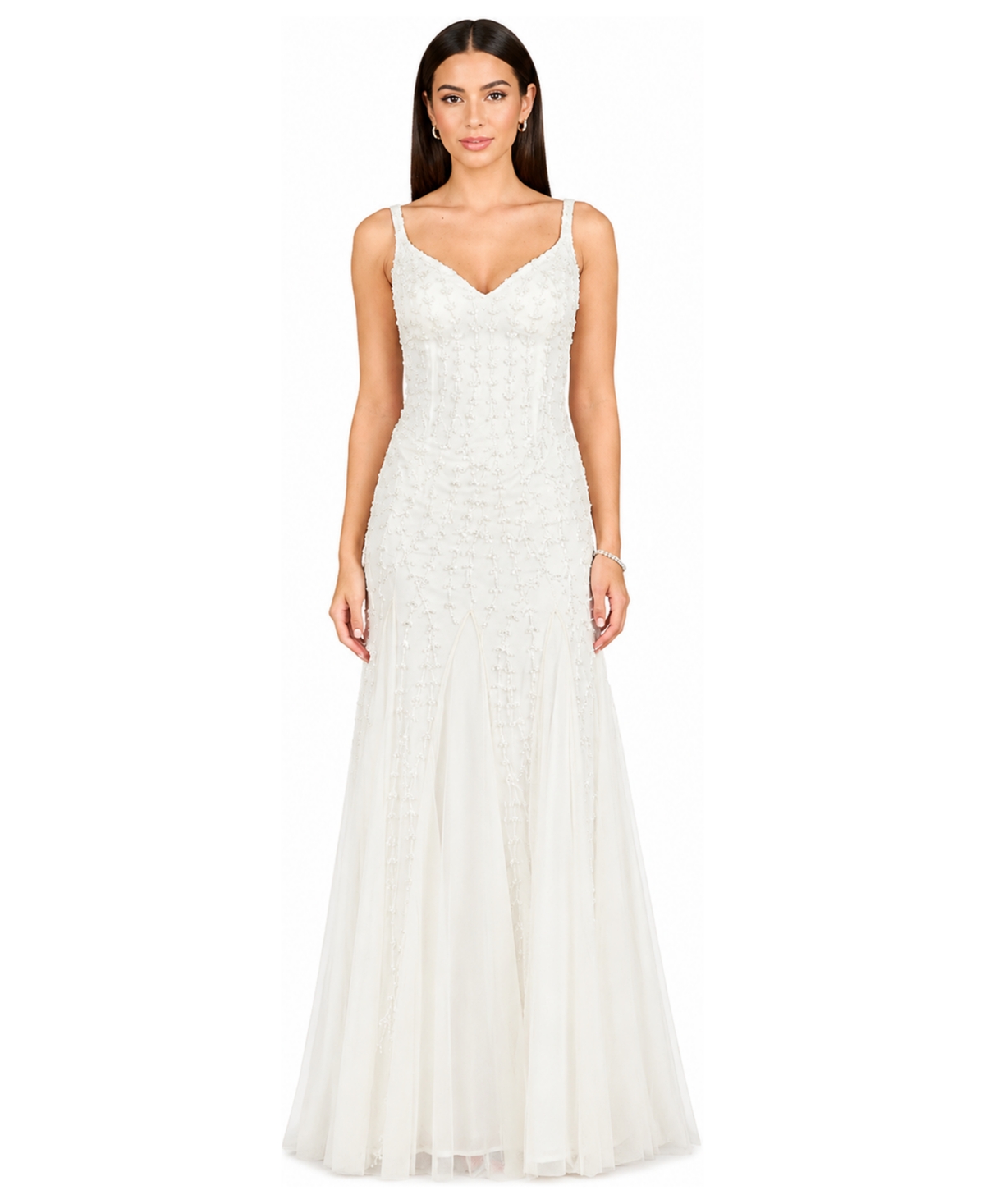 Click here for Lara Womens Beaded Bridal Gown with Godets - Ivory prices