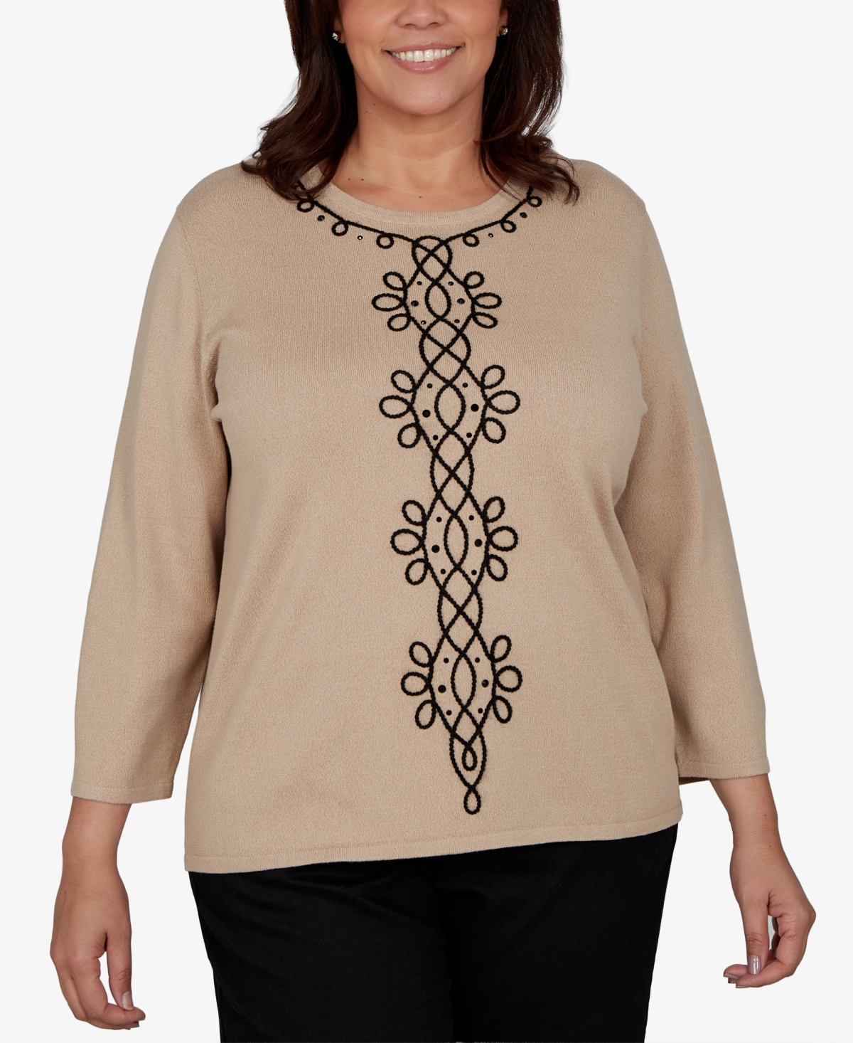 Click here for Alfred Dunner Plus Size Center Scroll Soutache Swe... prices