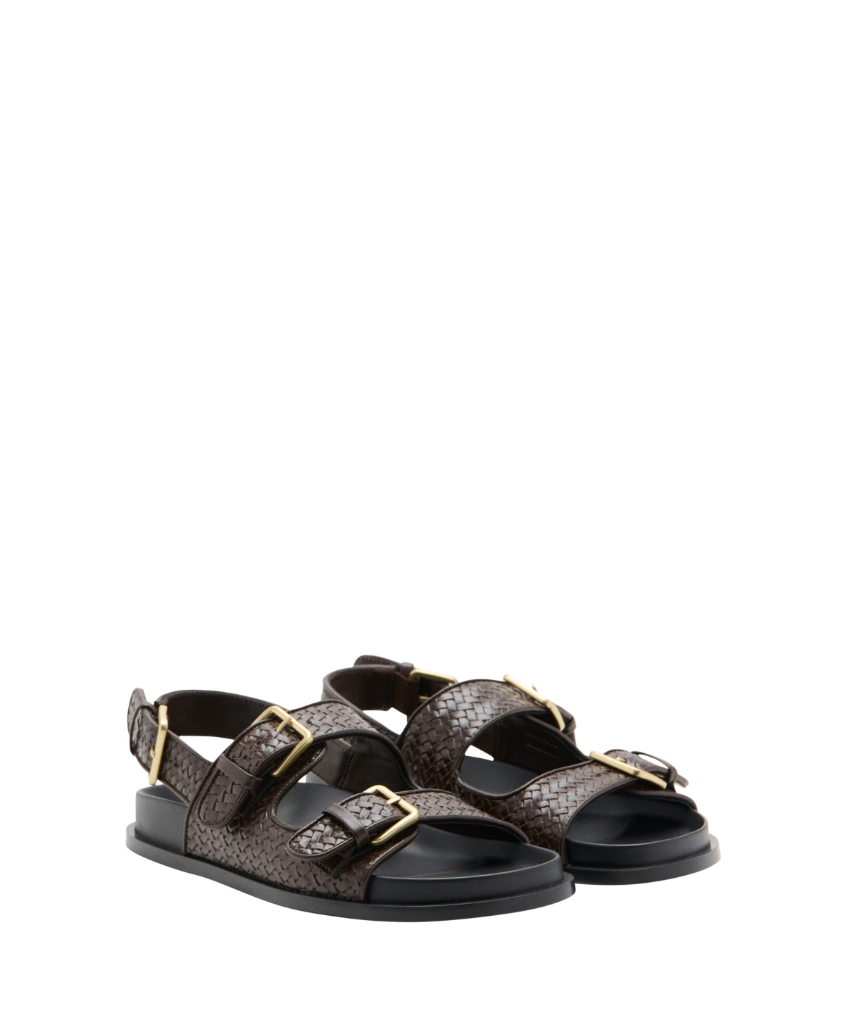 Click here for Mango Womens Buckles Braided Sandals - Chocolate prices
