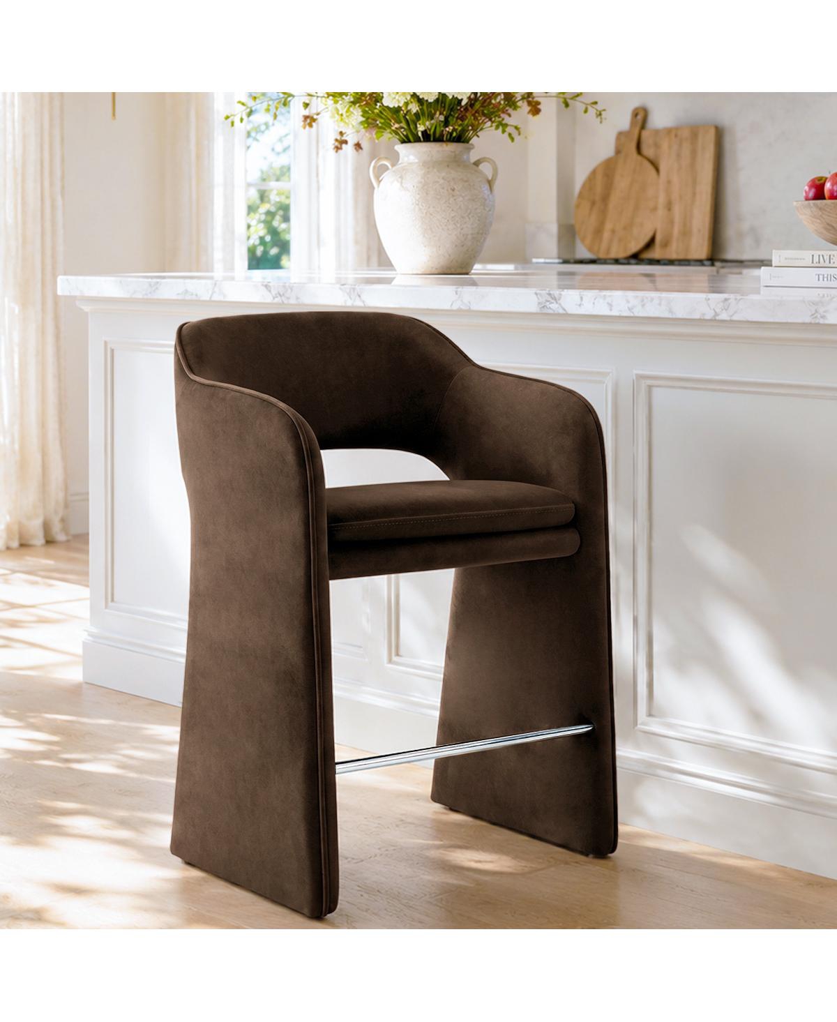 Click here for Maison Boucle Counter-Height Velvet Bar Stool With... prices