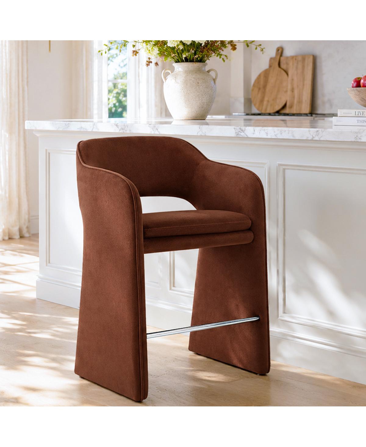 Click here for Maison Boucle Counter-Height Velvet Bar Stool With... prices