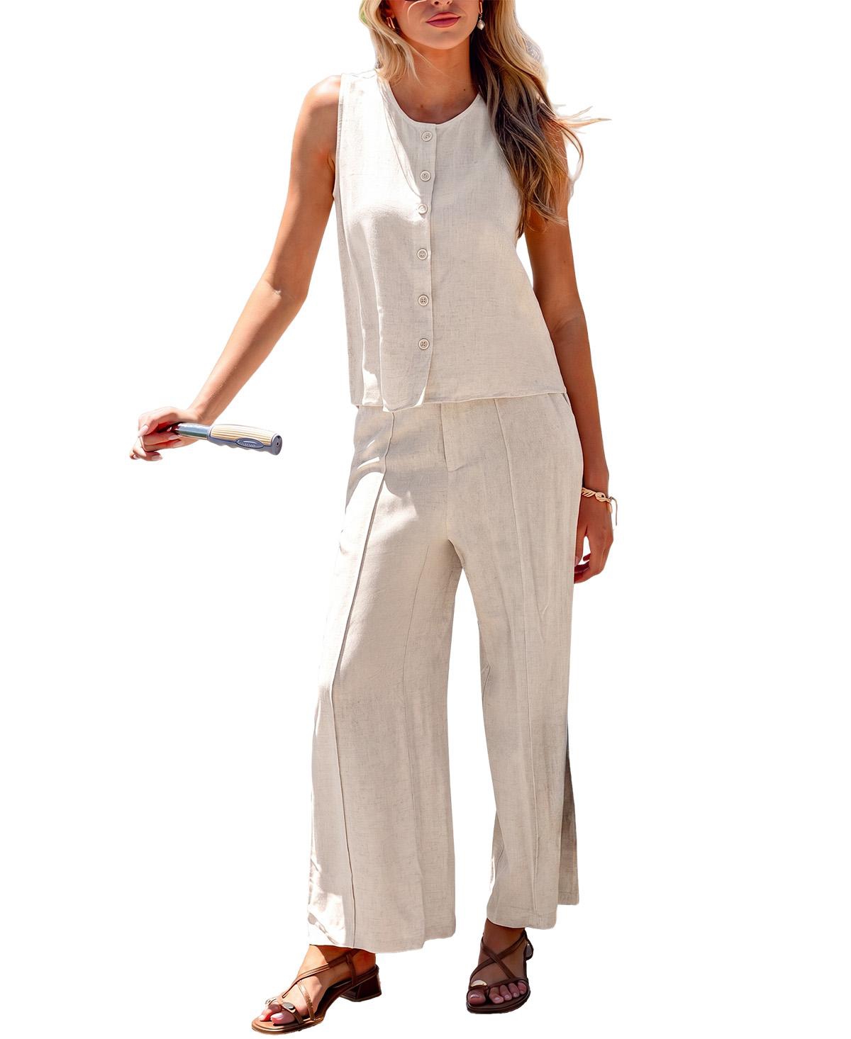 Click here for Cupshe Womens Grace Shore Wide-Leg Button-Up Top a... prices