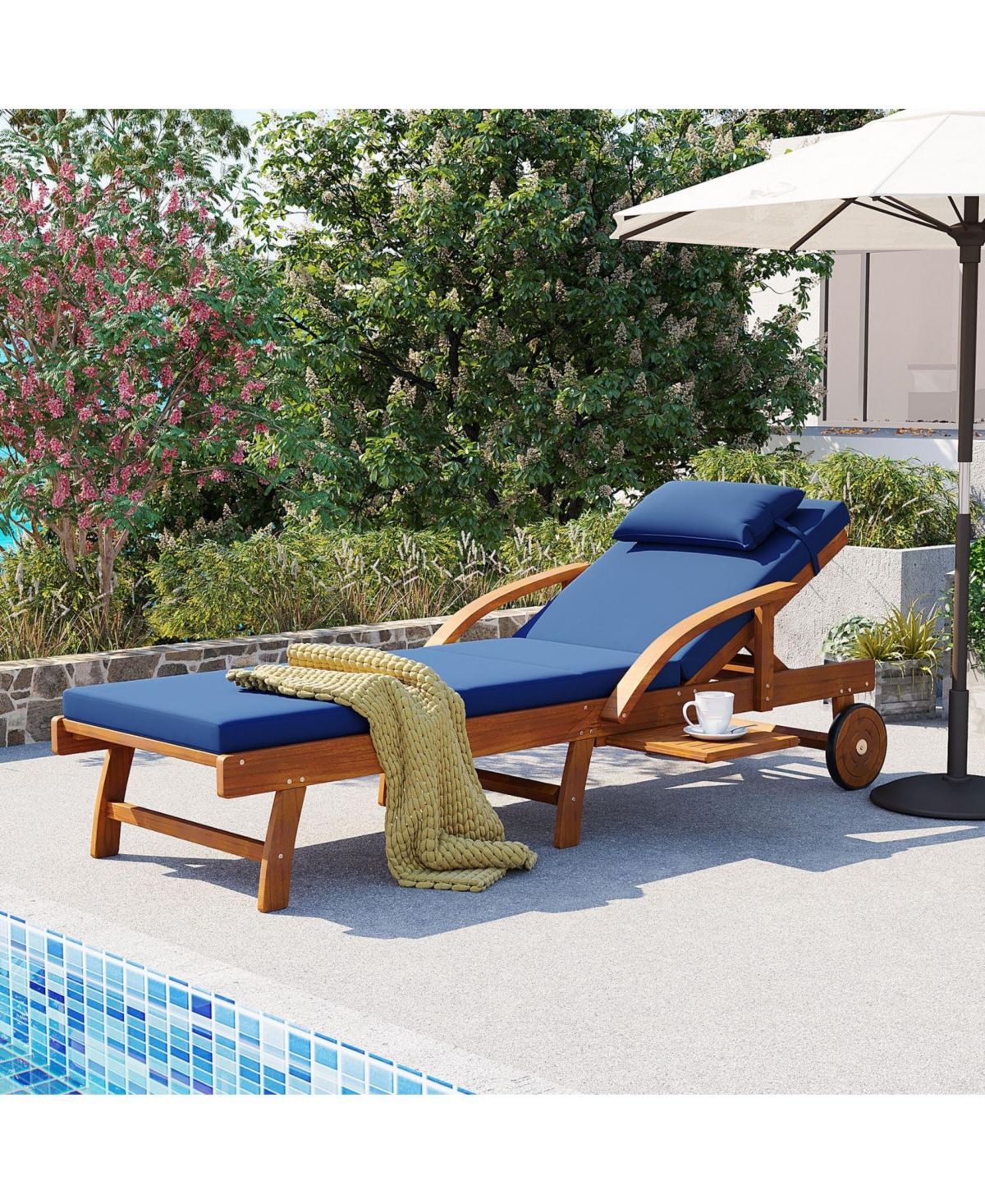 Click here for Asagikoiai Adjustable Wooden Patio Chaise Lounge C... prices