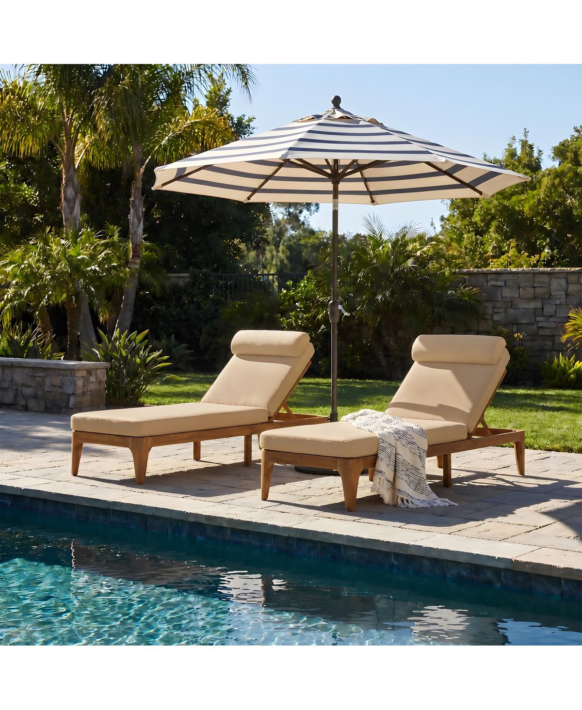 Click here for Asagikoiai Set of 2 Acacia Wood Outdoor Chaise Lou... prices