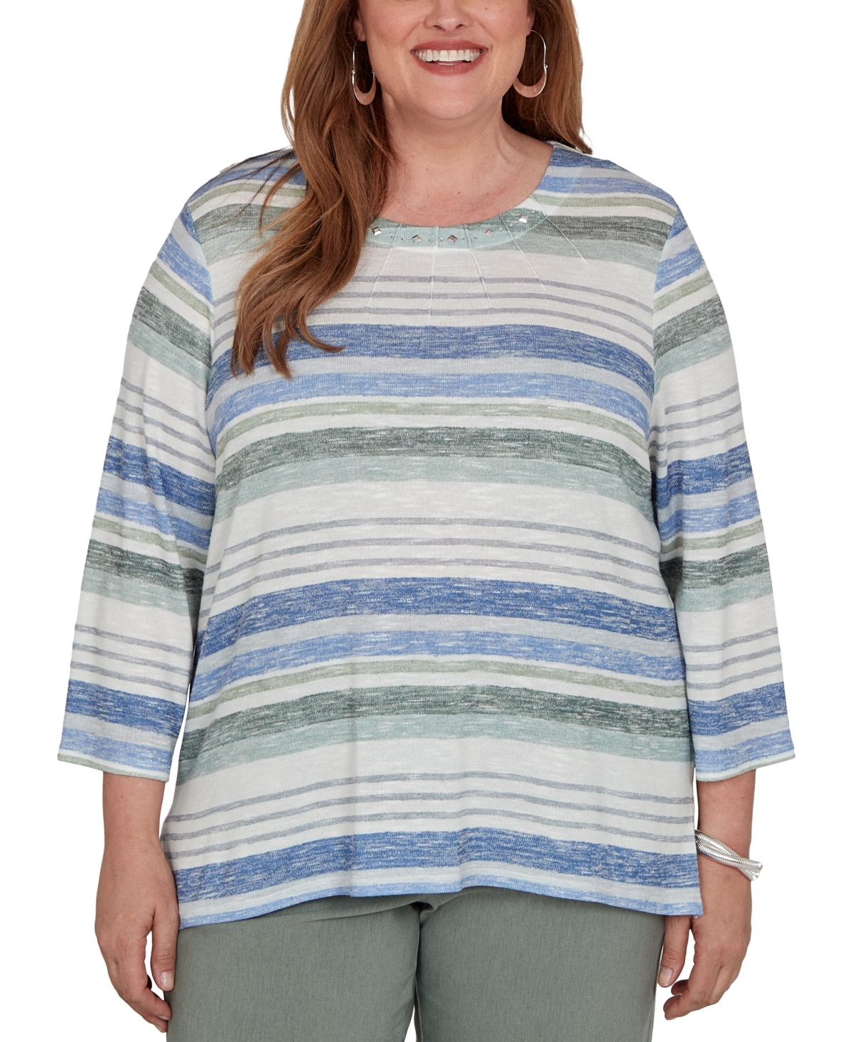 Click here for Alfred Dunner Plus Size Provence Textured Biadere... prices