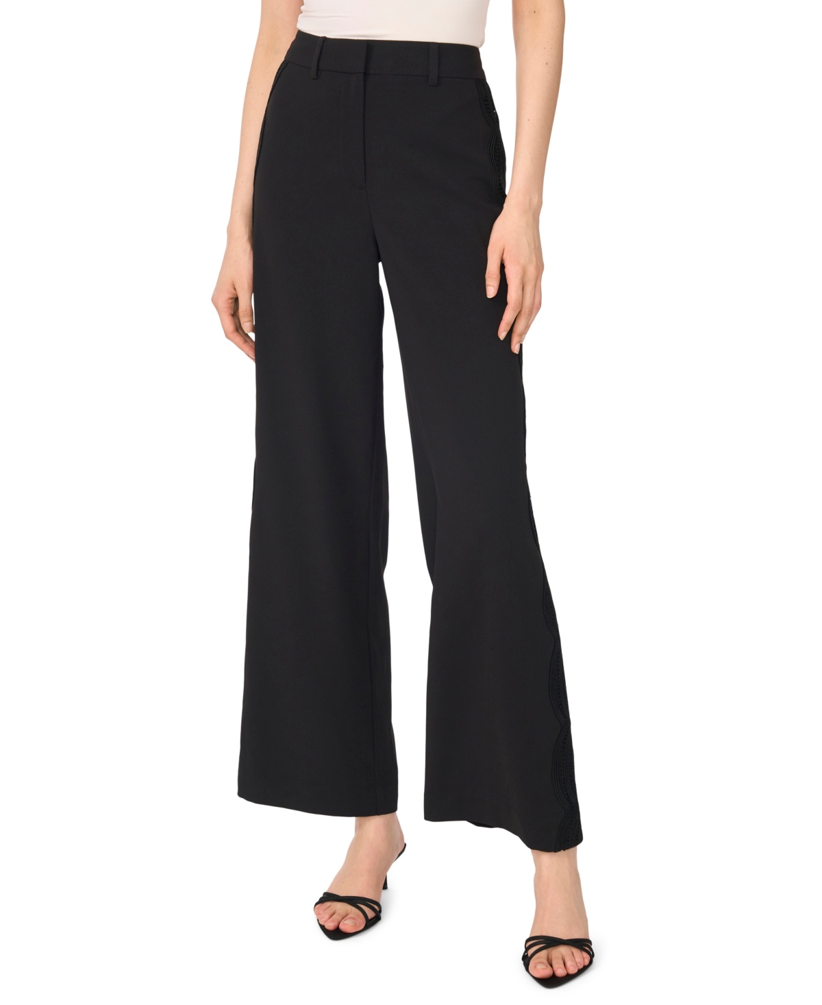 Click here for CeCe Womens Scallop-Edge Wide-Leg Trouser - Rich B... prices
