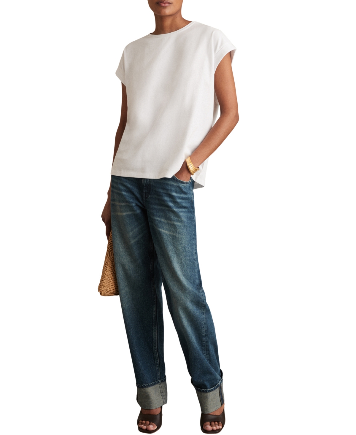 Click here for Reiss Womens Tommie Cotton Crew T-Shirt - White prices