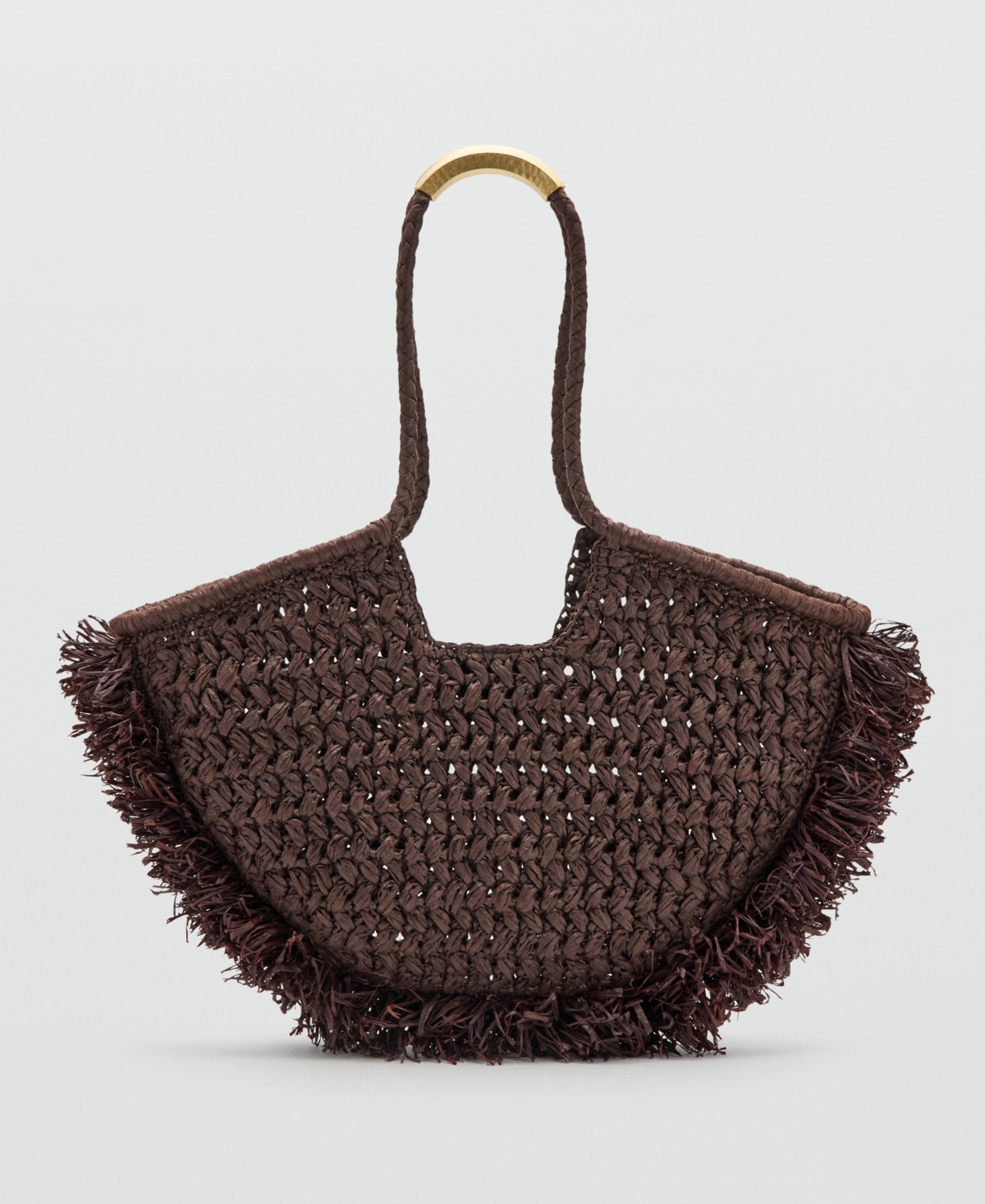 Click here for Mango Womens Natural-Fiber Shoulder Bag - Chocolat... prices