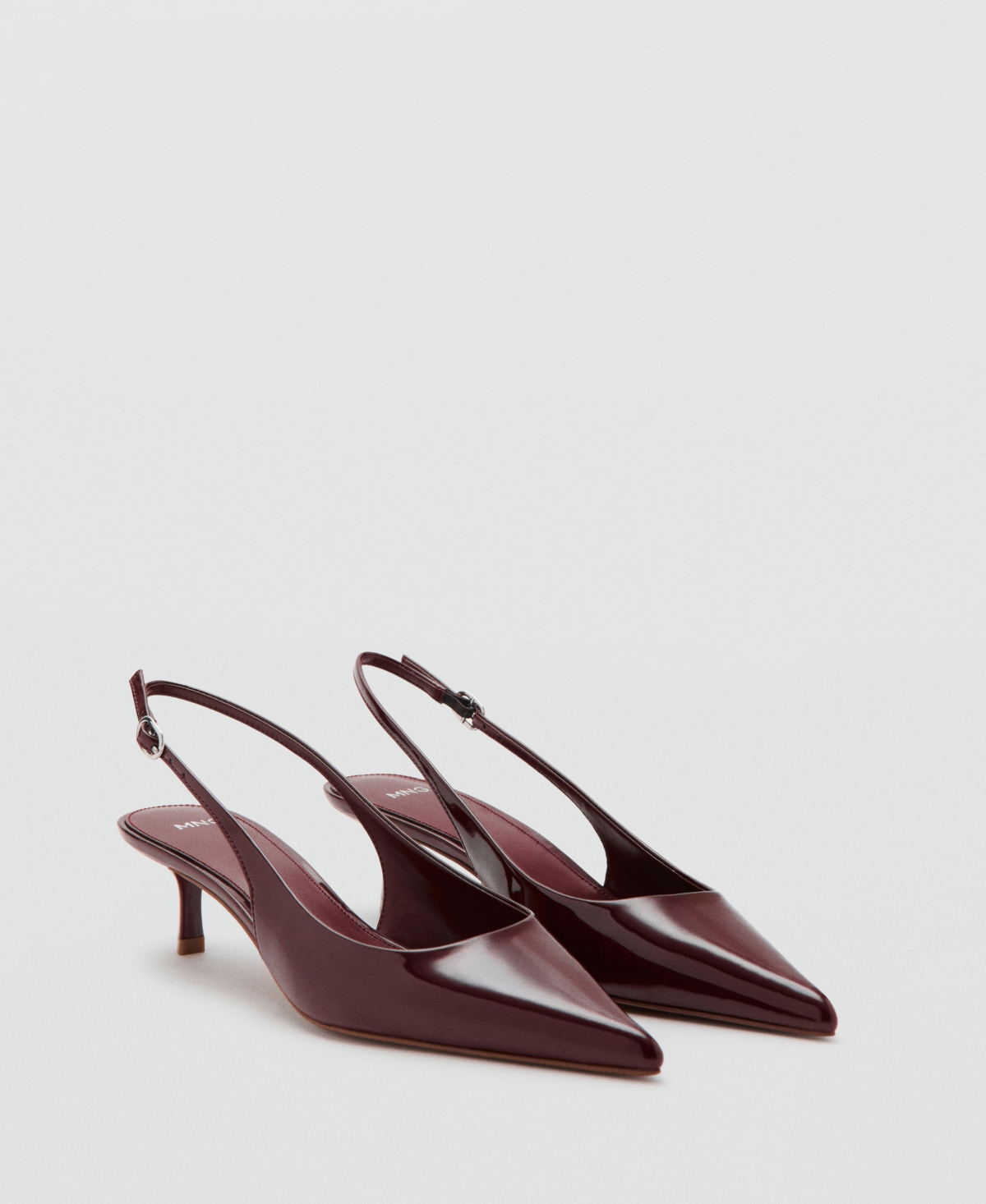 Click here for Mango Womens Kitten-Heel Patent Leather Shoes - Bu... prices